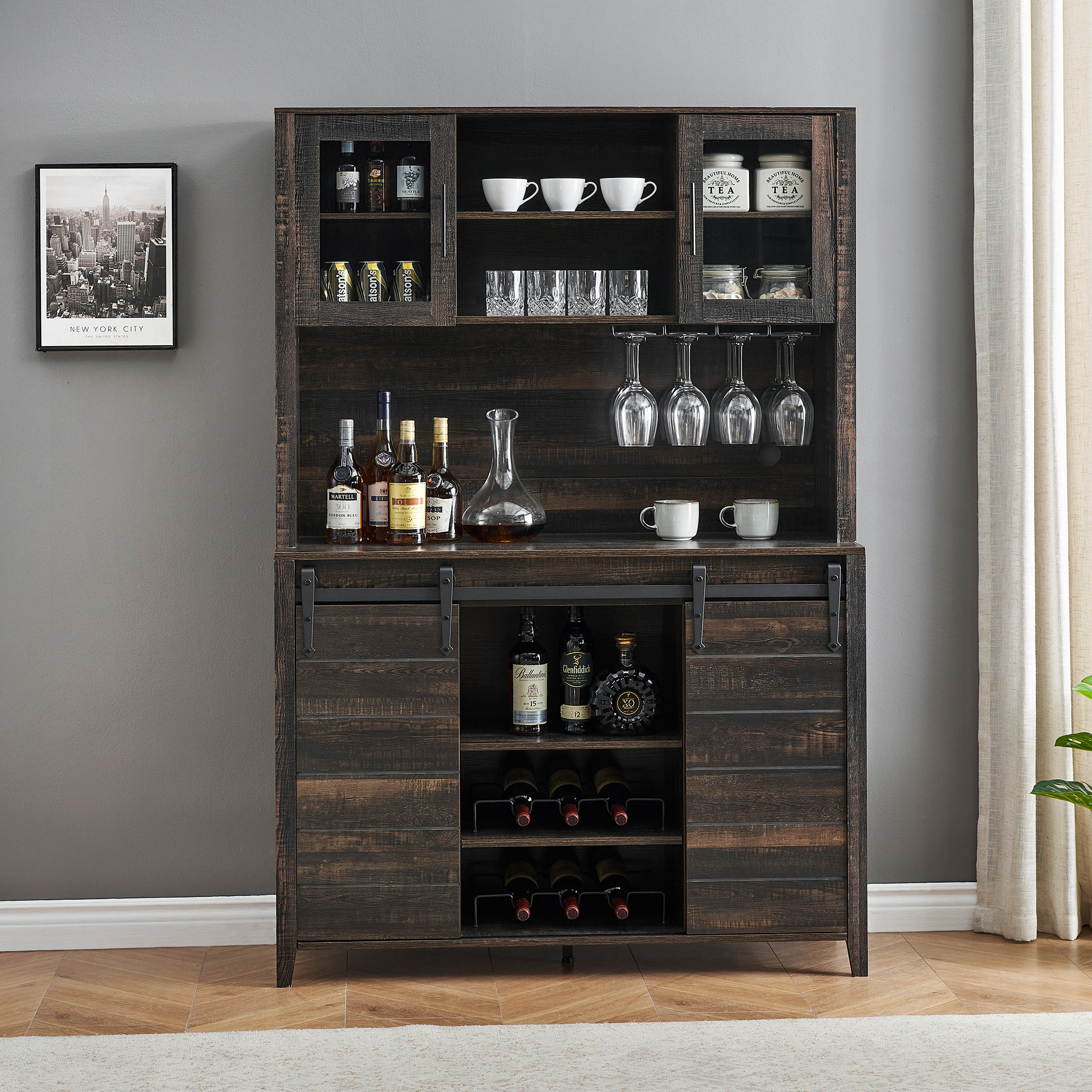 Millwood Pines Cutcheon Sideboard with Bar Hutch & Reviews | Wayfair