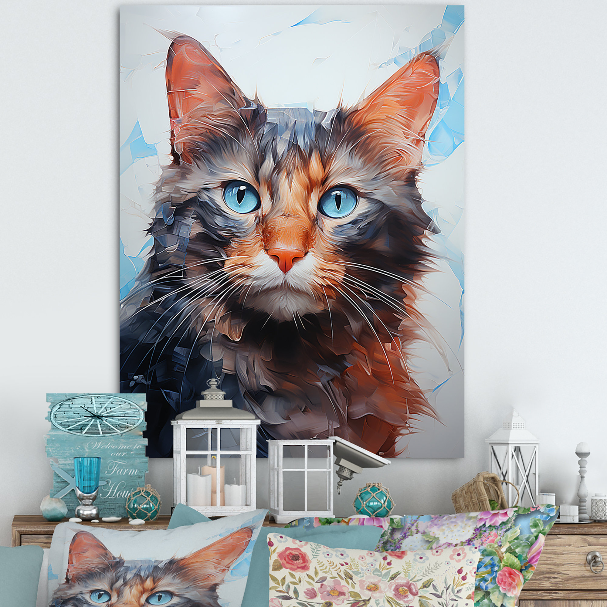 Design Art Cat Blue Eye Reflection II - Cat Wall Decor - Wayfair Canada