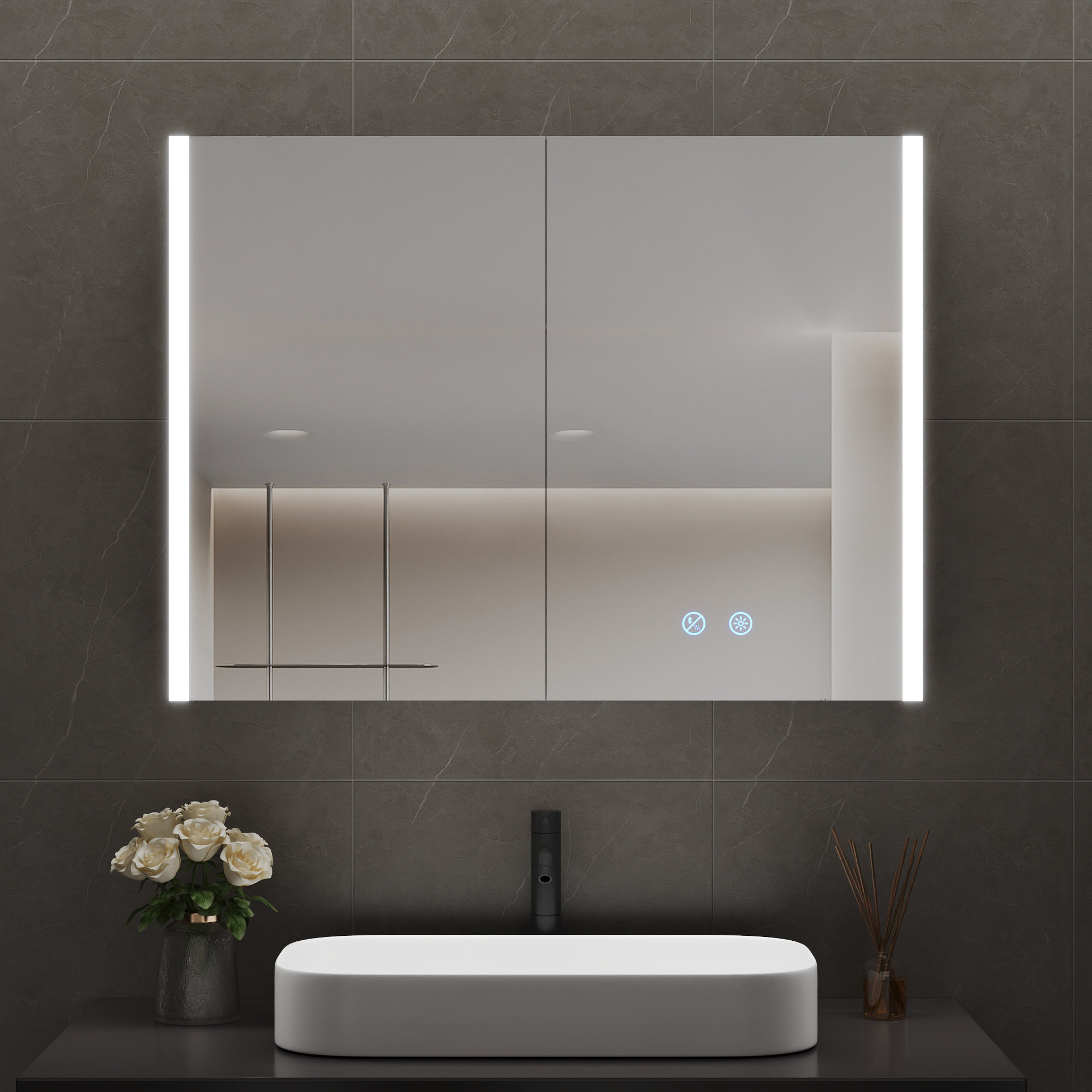 Deervalley LED Bathroom Mirror With Stepless Dimmable Wall Mirrors With ...