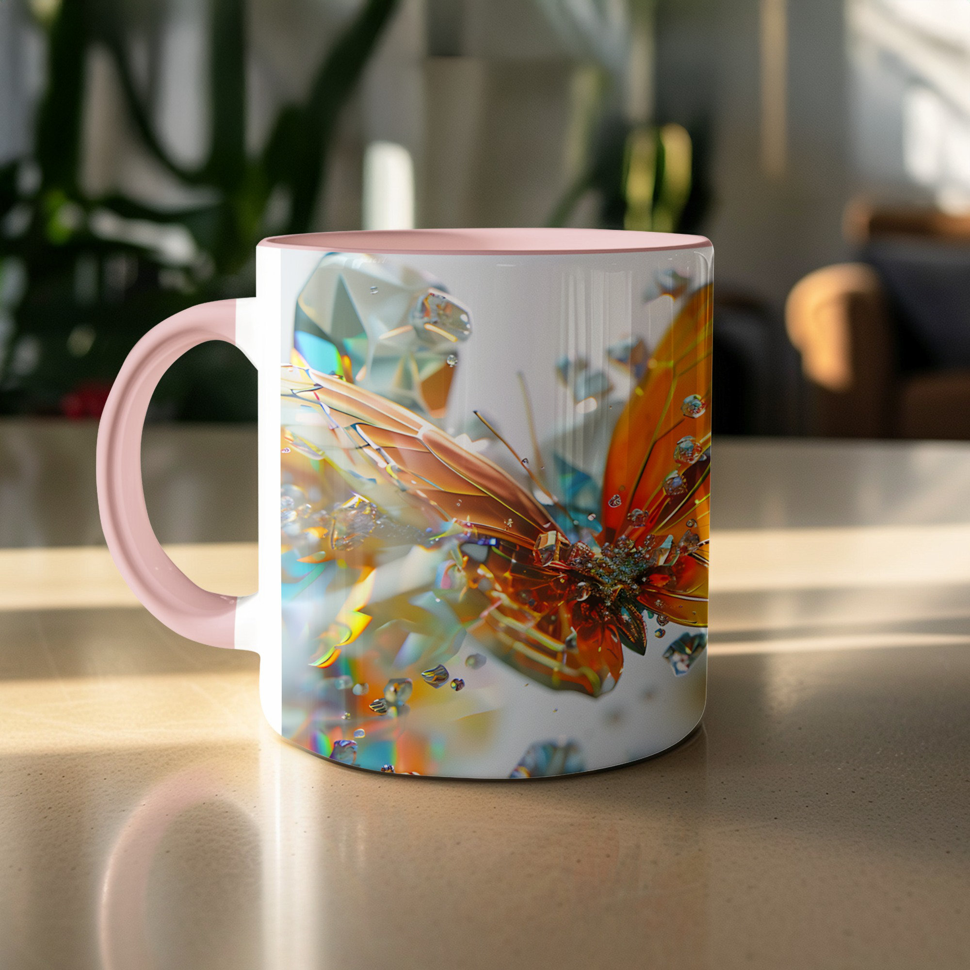 East Urban Home Butterfly Design 11oz Accent Mug – White Ceramic Coffee ...