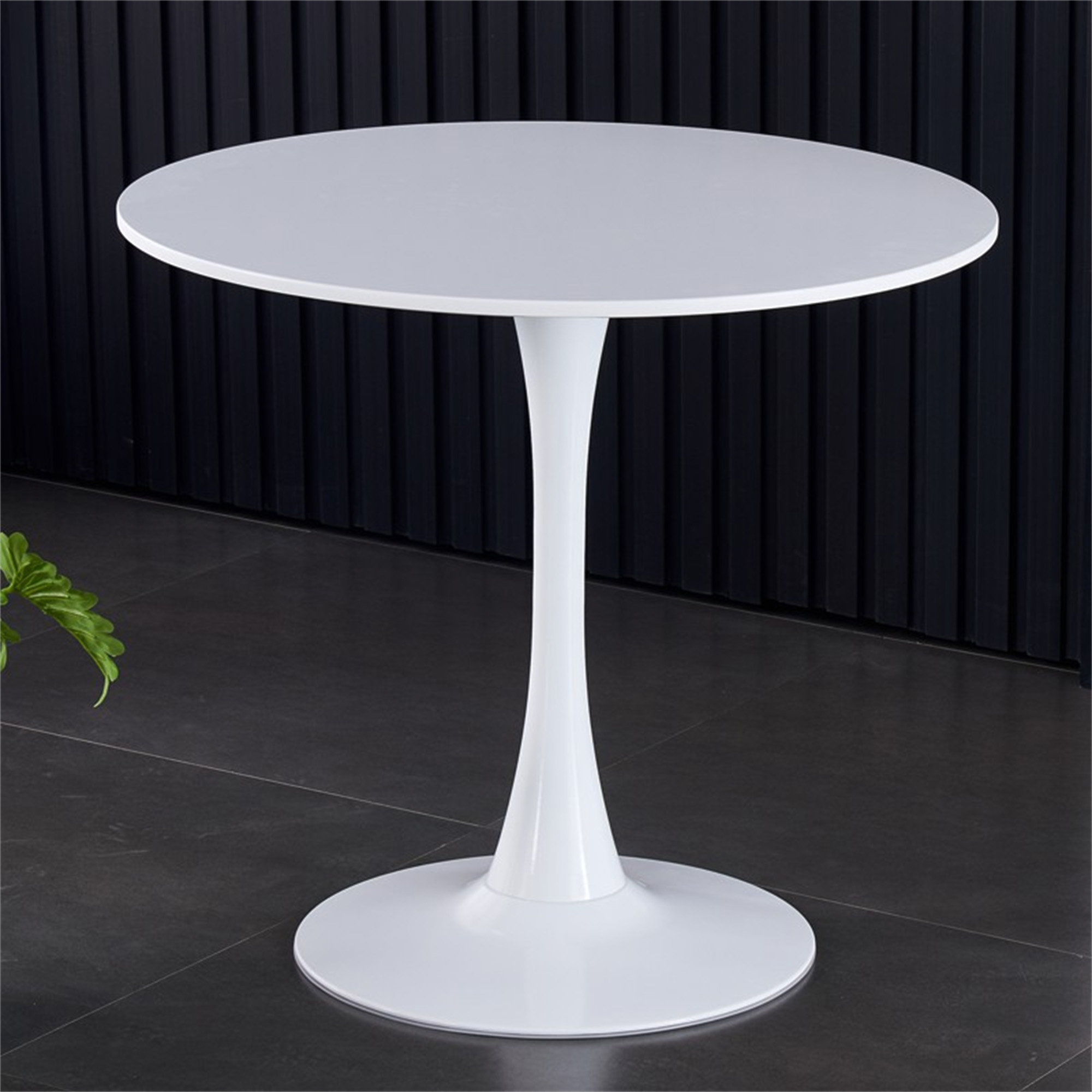 Ivy Bronx Modern Dining Table, MDF Top And Steel Base Round Kitchen ...