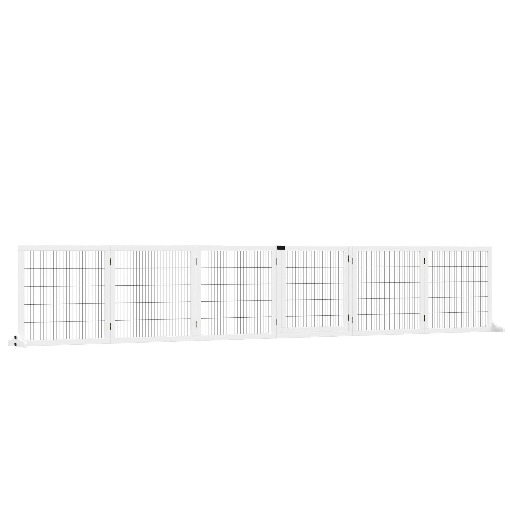 One Allium Way Wooden Dog Gate, 170", White. Foldable Pet Gate With 6 ...