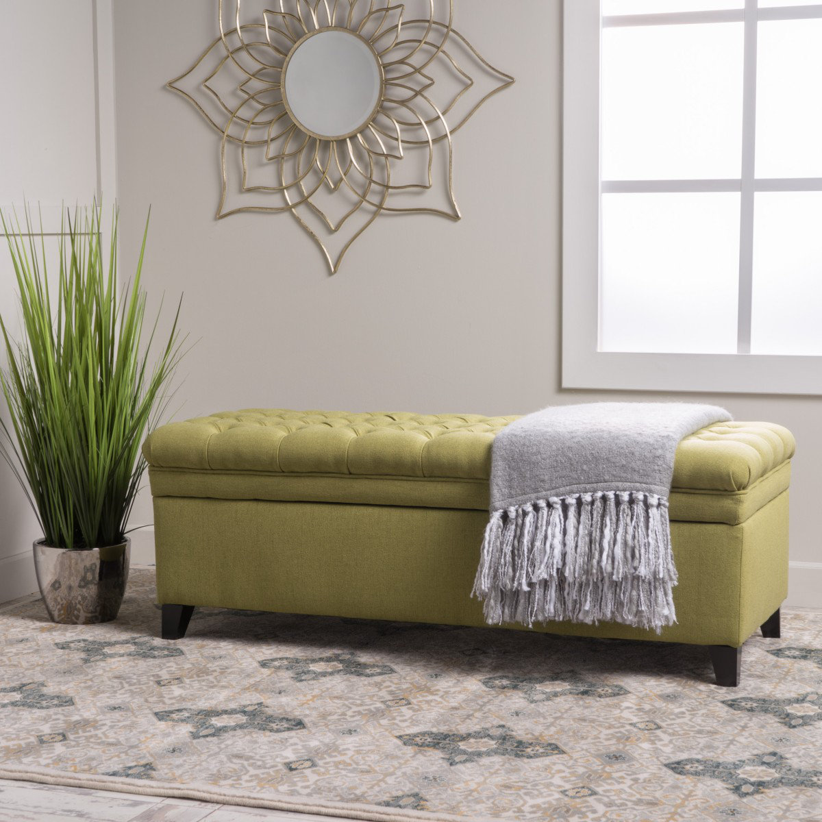 Hokku Designs Green Solid wood + Polyester Bench - Wayfair Canada