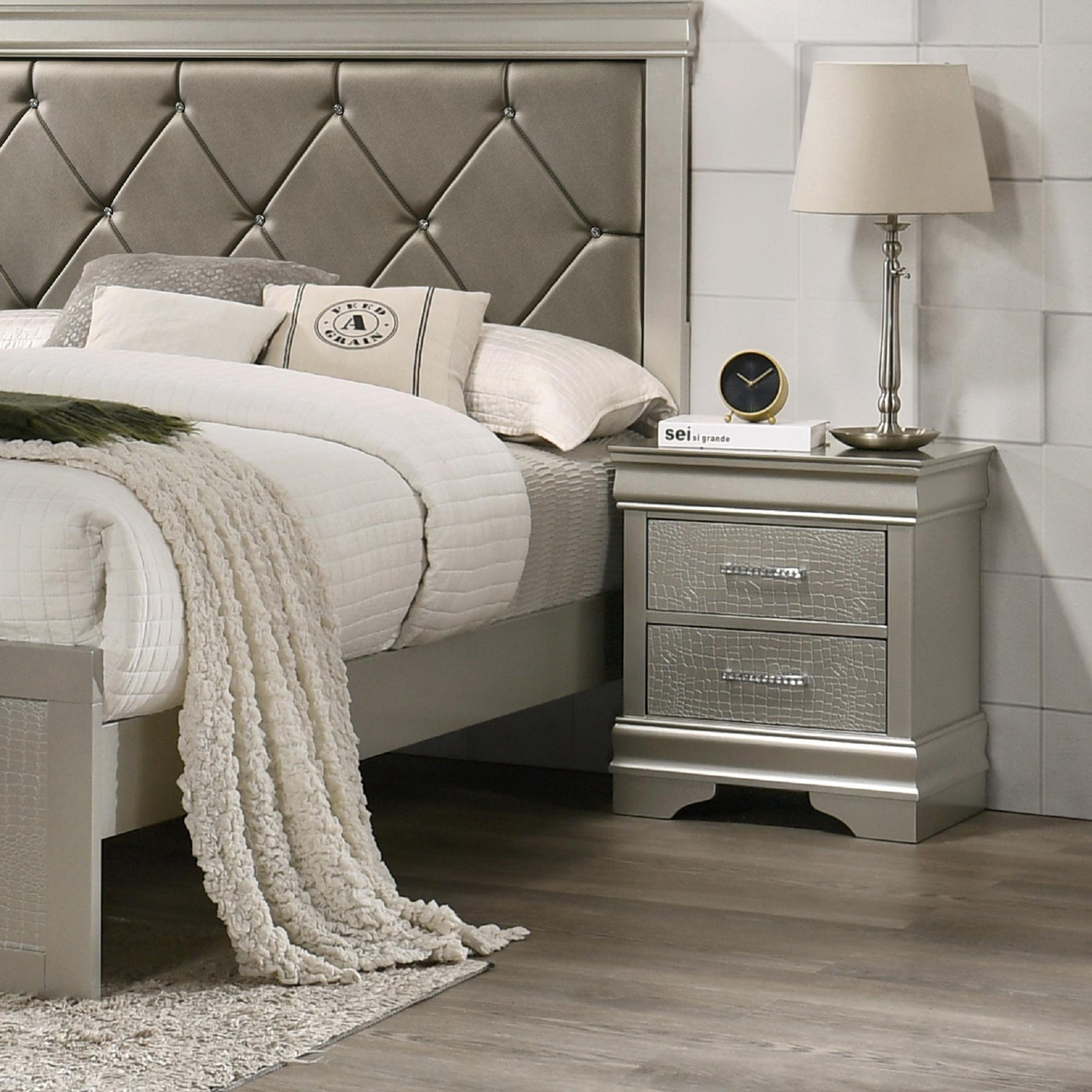 Lark Manor™ Modern Glam Two-Drawer Nightstand | Wayfair