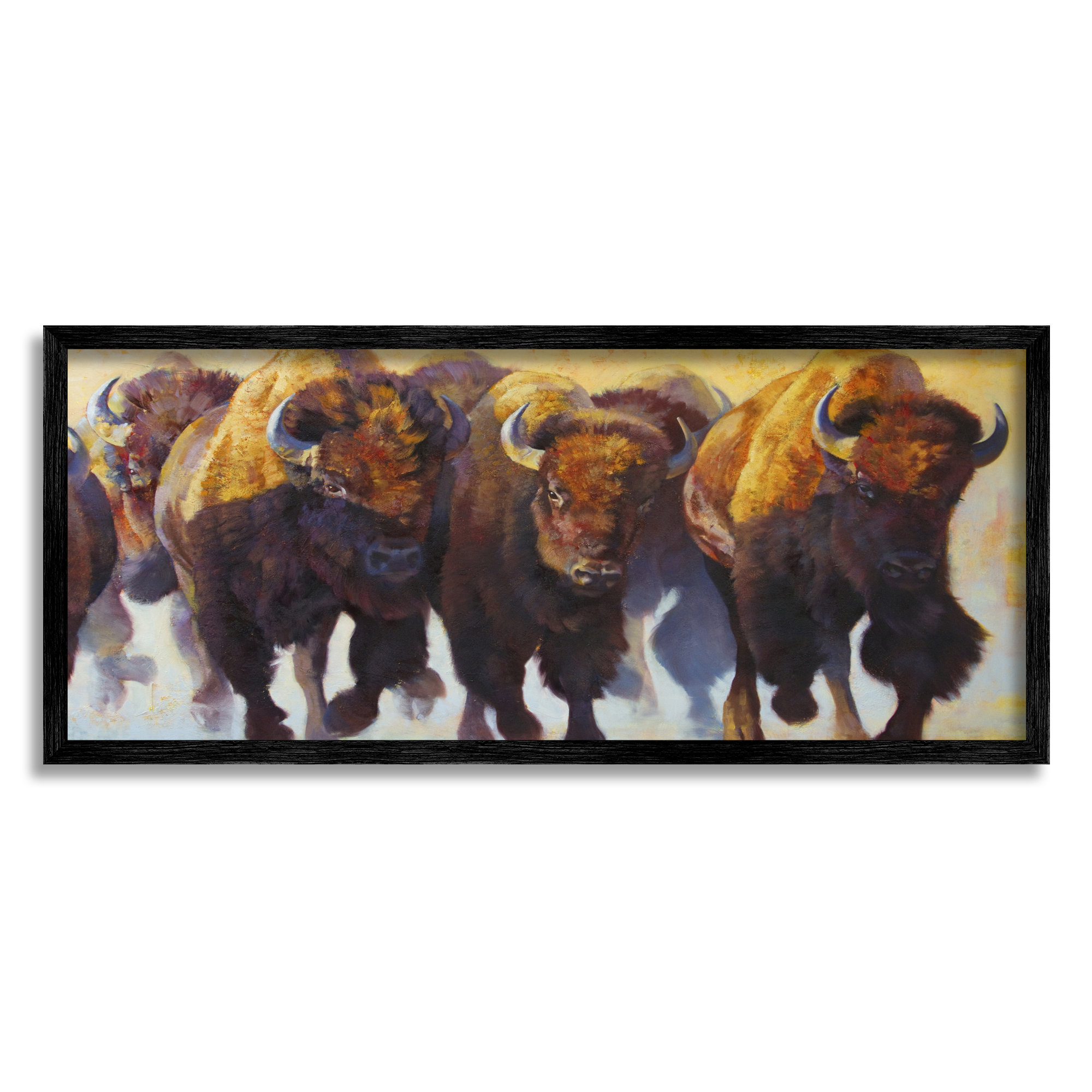 Stupell Industries Herd of Bison Painting Canvas Wall Art Design by ...