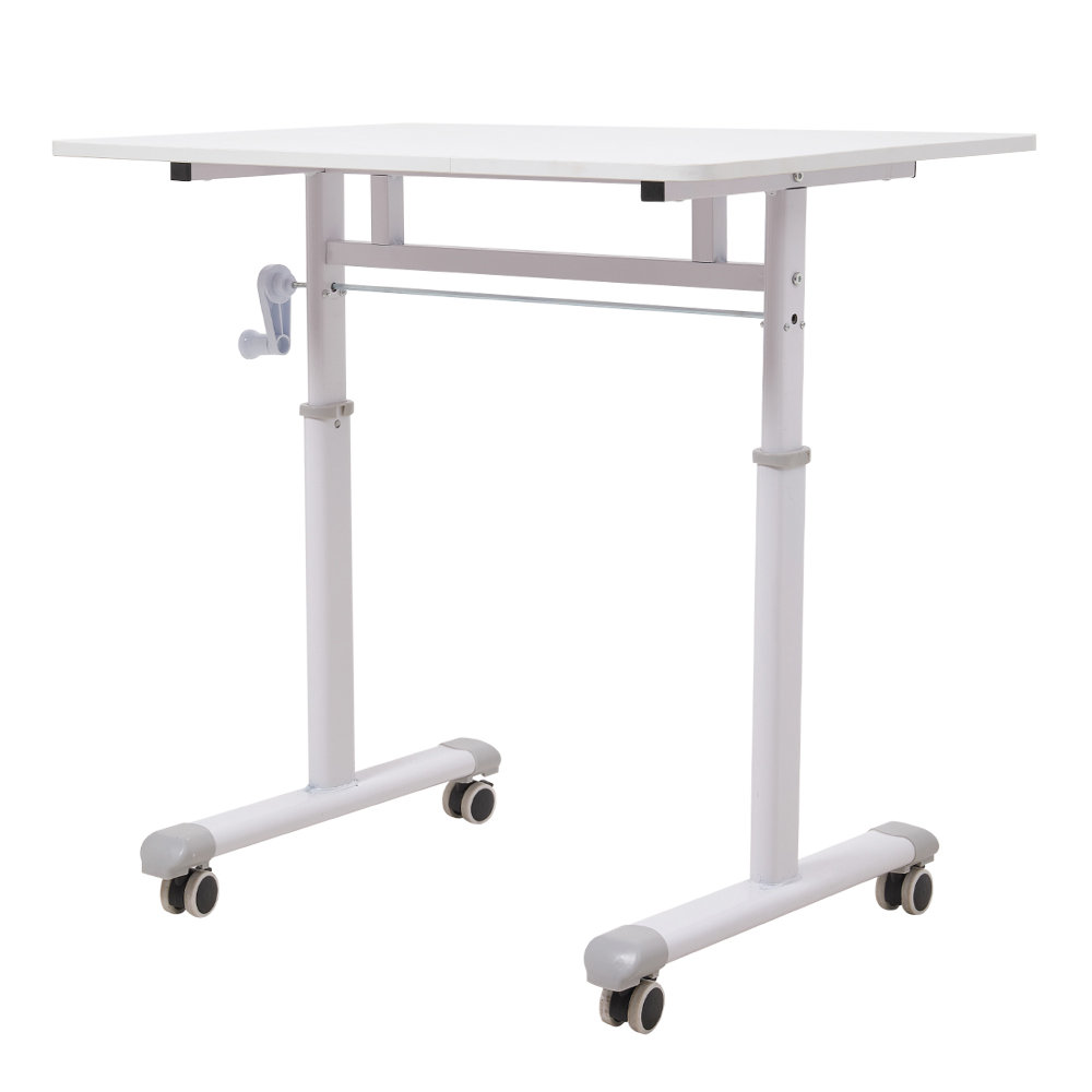 Inbox Zero Manual Standing Height-Adjustable Desk Computer Desk with Wheels | Wayfair.co.uk