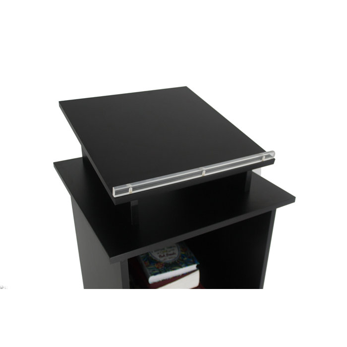 FixtureDisplays 44"H X 18"W Black Wood Podium Pulpit Lectern Event ...