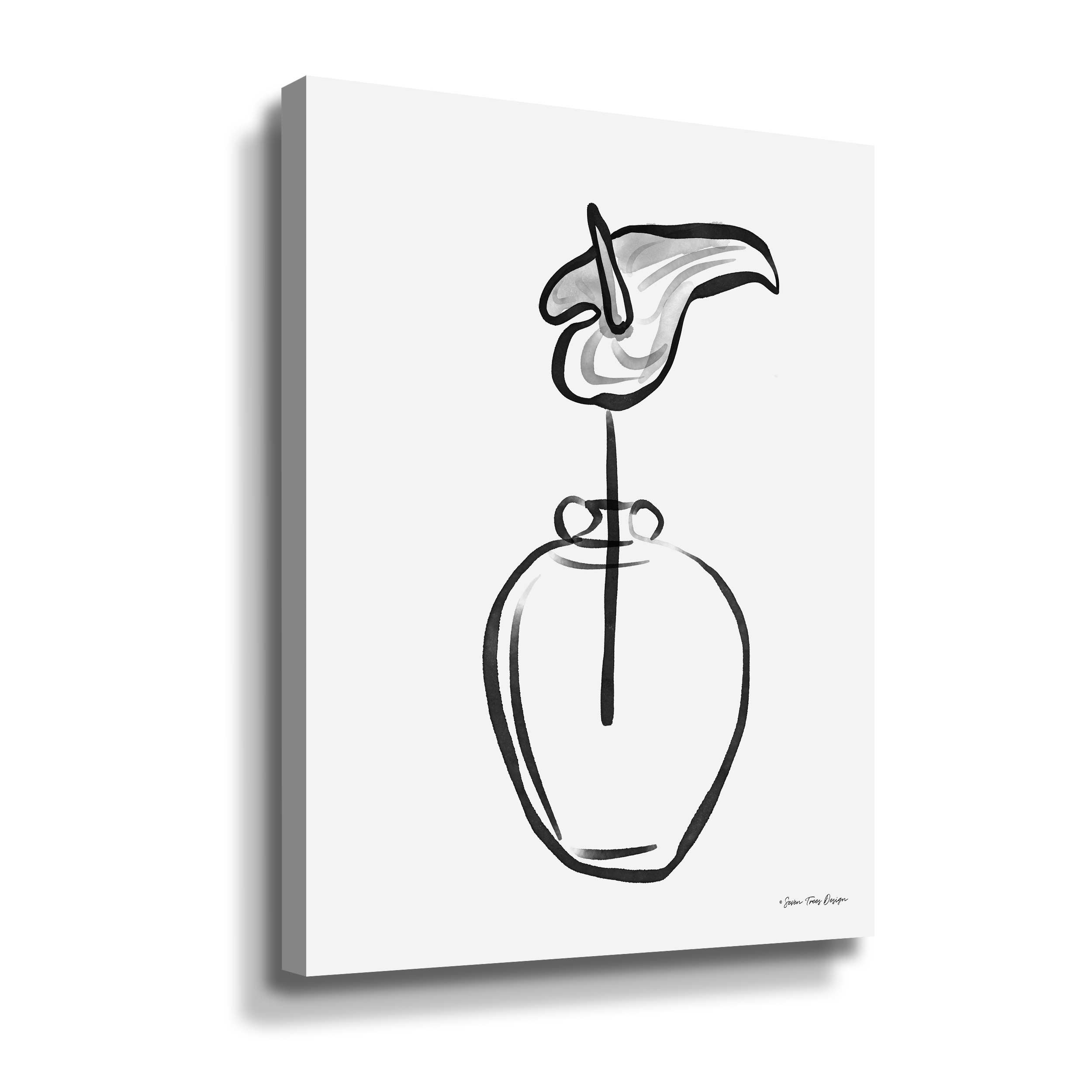 Winston Porter Flower and Pot Drawing - Wrapped Canvas Graphic Art ...