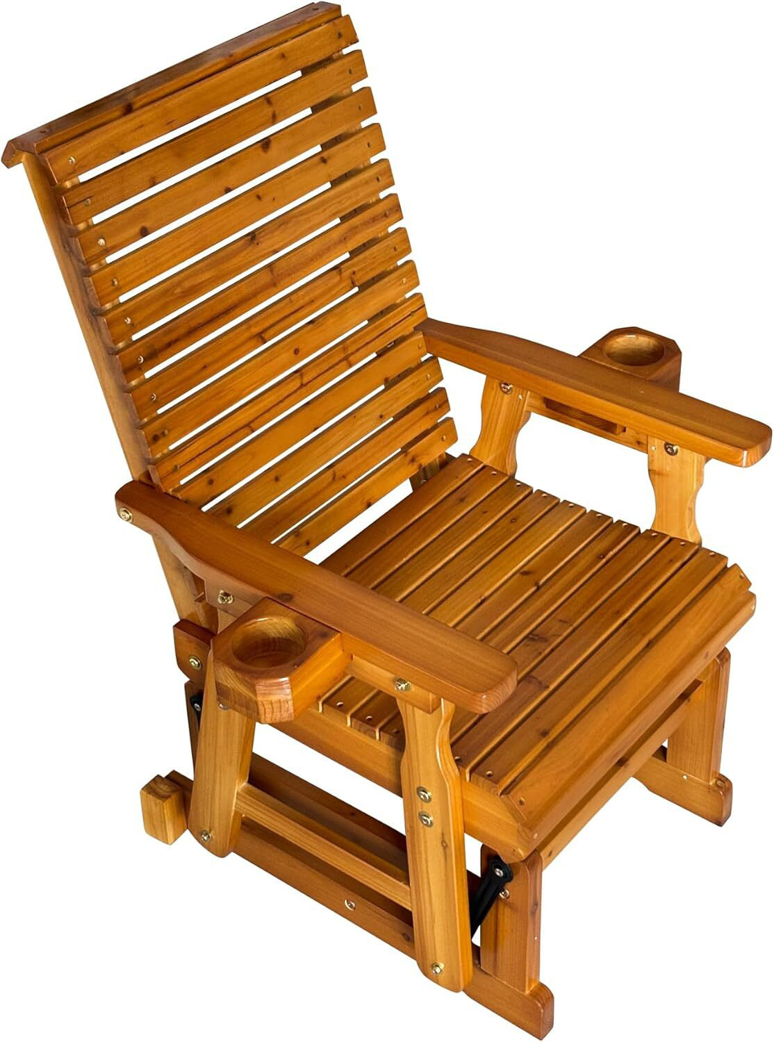 Loon Peak® Wooden Patio Glider for One Person, with High Back and Deep ...