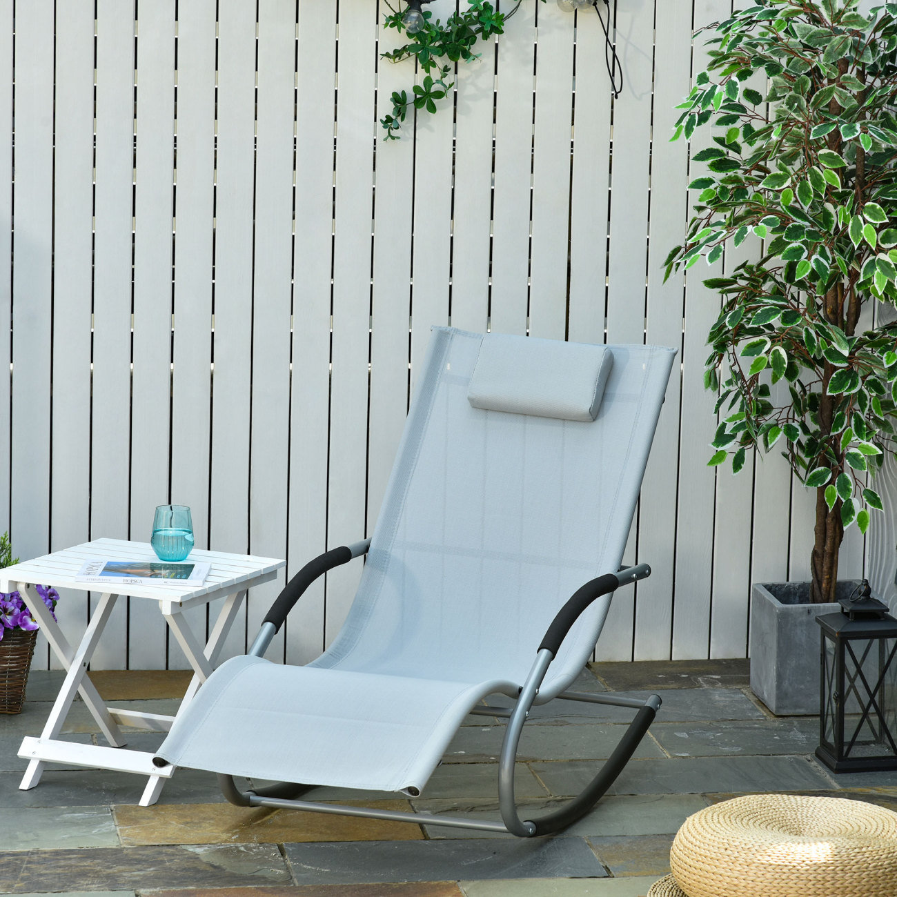 Wrought Studio Outsunny Zero Gravity Rocking Chair Outdoor Chaise ...