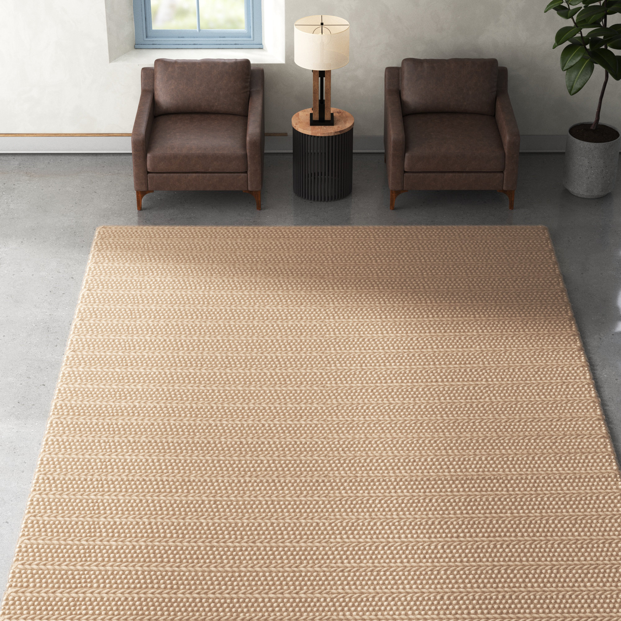 Wade Logan® Charvik Solid Color Machine Made Area Rug in Beige ...