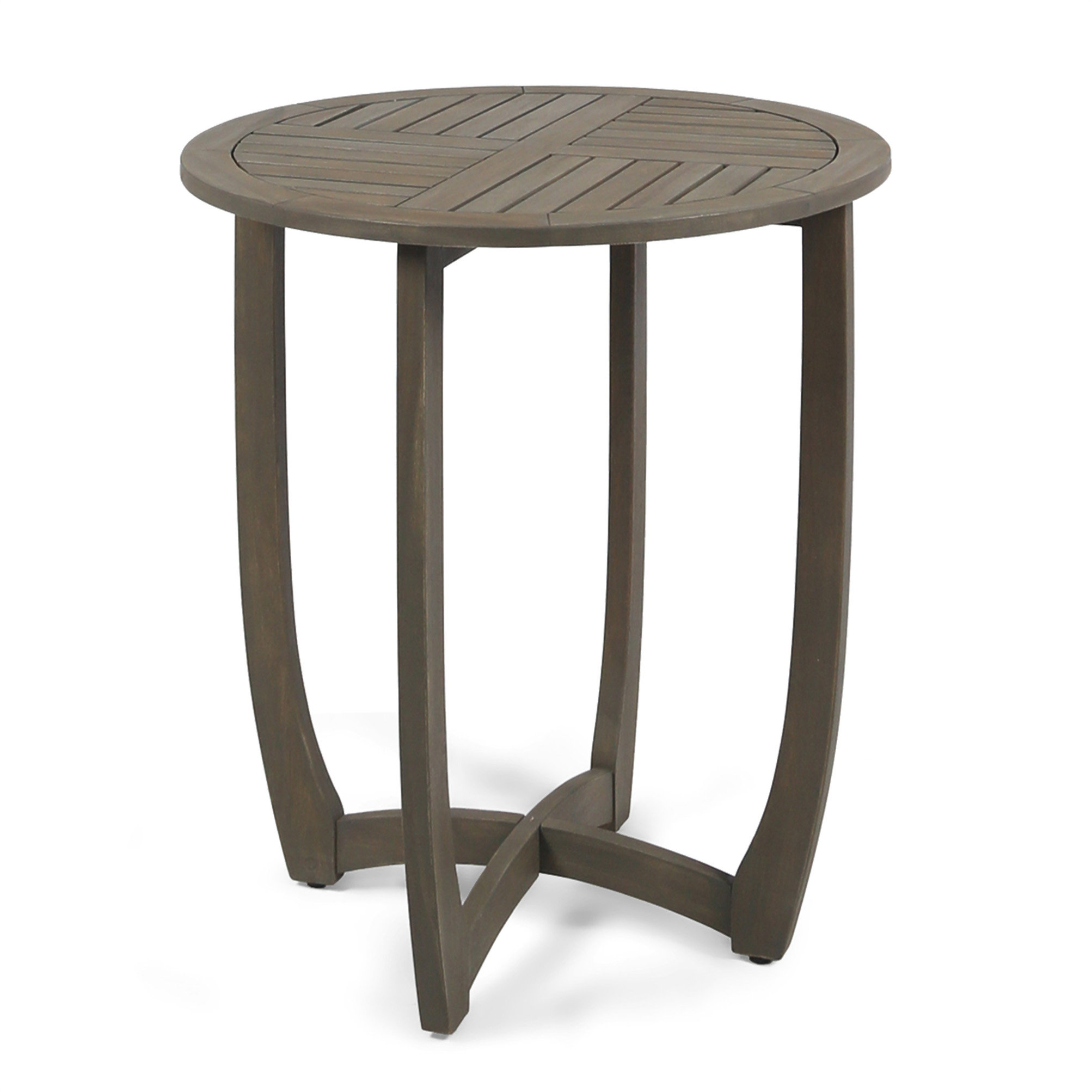 Ebern Designs Charming Rustic Circular Outdoor Wood Table For Relaxing ...