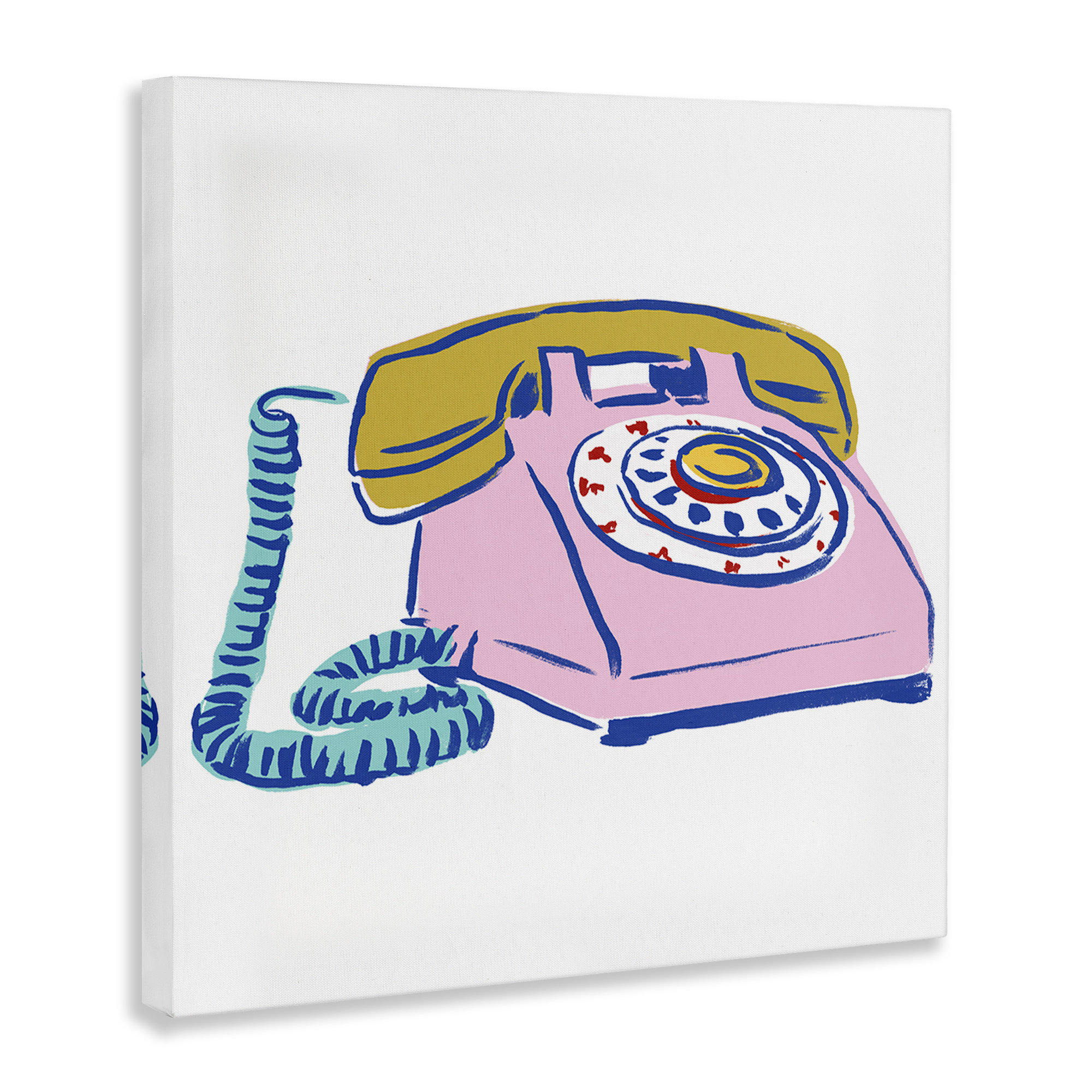Red Barrel Studio Retro Rotary Telephone Canvas Wall Art by June Erica ...