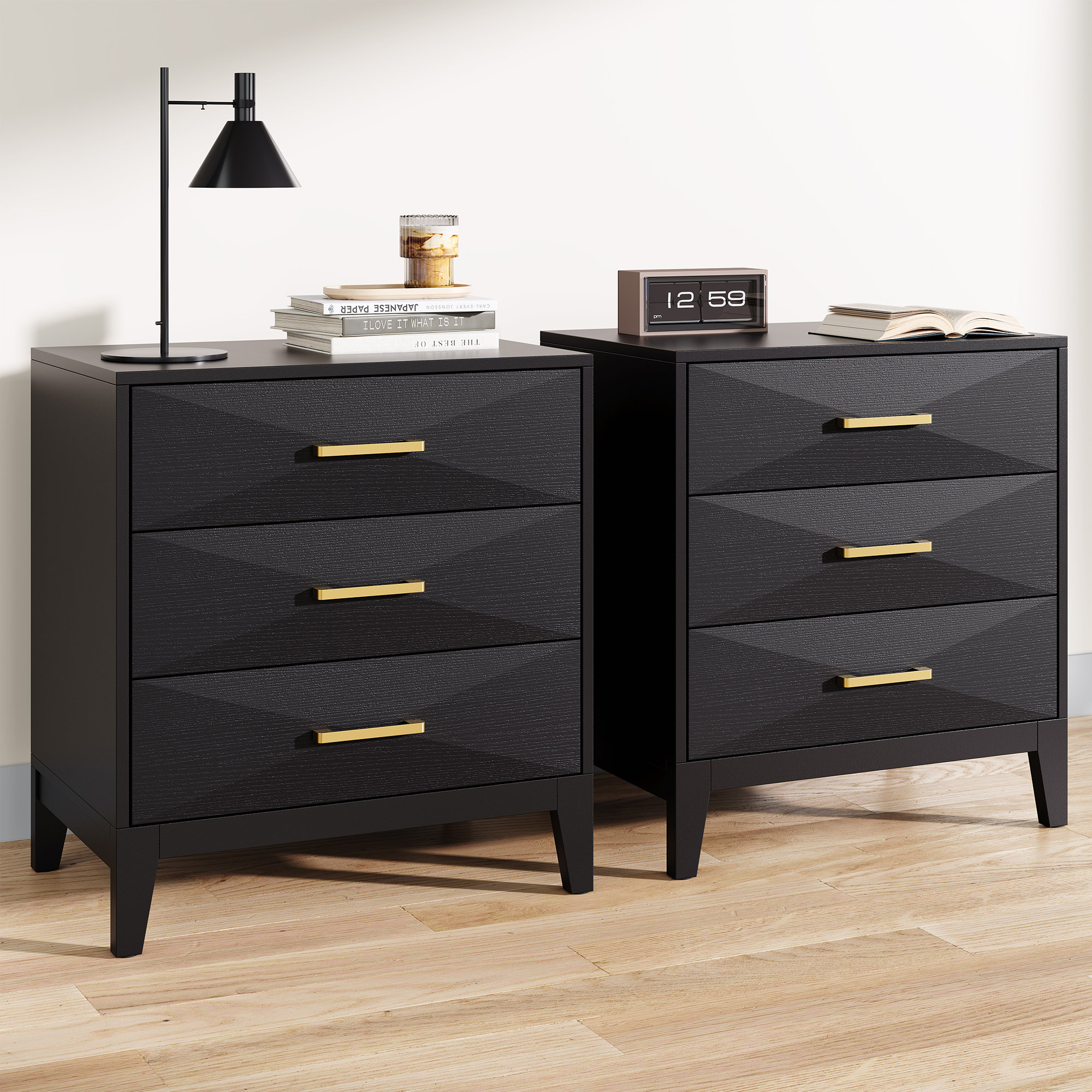 Lark Manor Table de chevet moderne à 3 tiroirs Modern Glam - Wayfair Canada