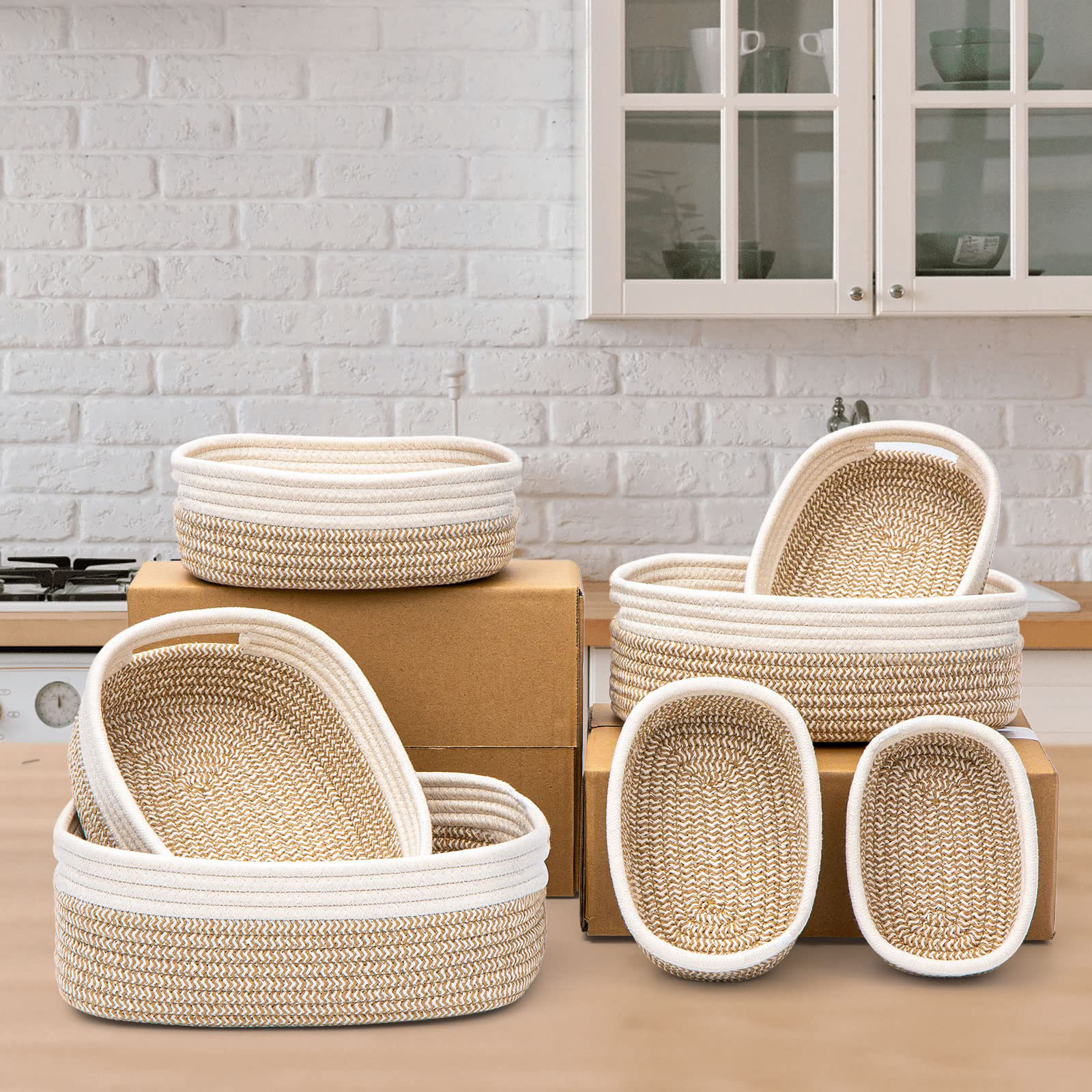 Rosecliff Heights 7 Piece Cotton Rope Woven Basket Set - Woven Storage ...