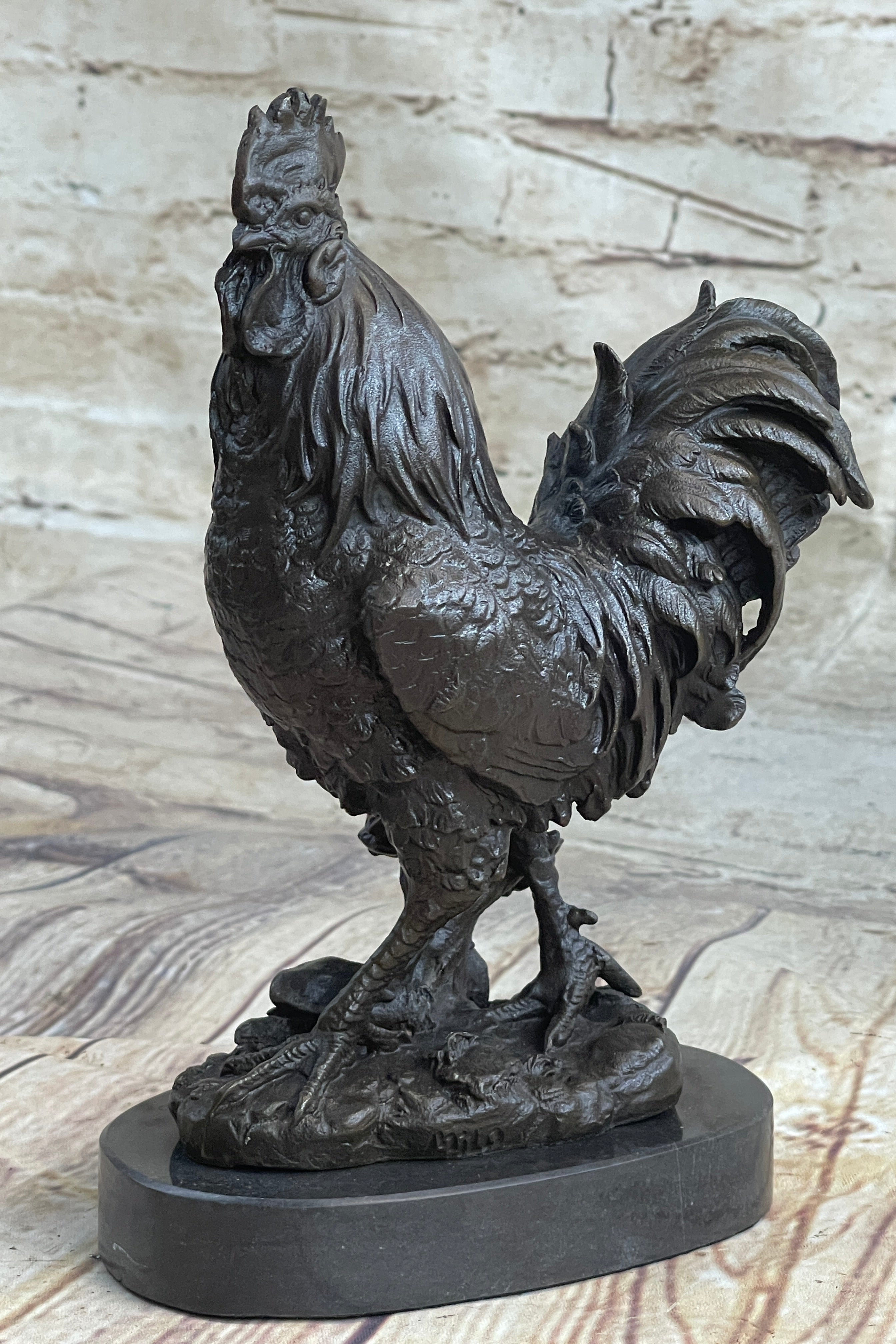 Rosalind Wheeler Signed Exquisite Rooster Farm Marble Bronze Statue ...