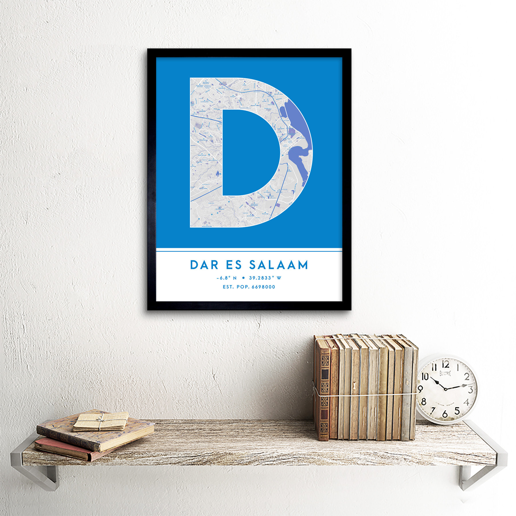 Wee Blue Coo Dar Es Salaam Tanzania City Map Blue Colour Block Modern ...
