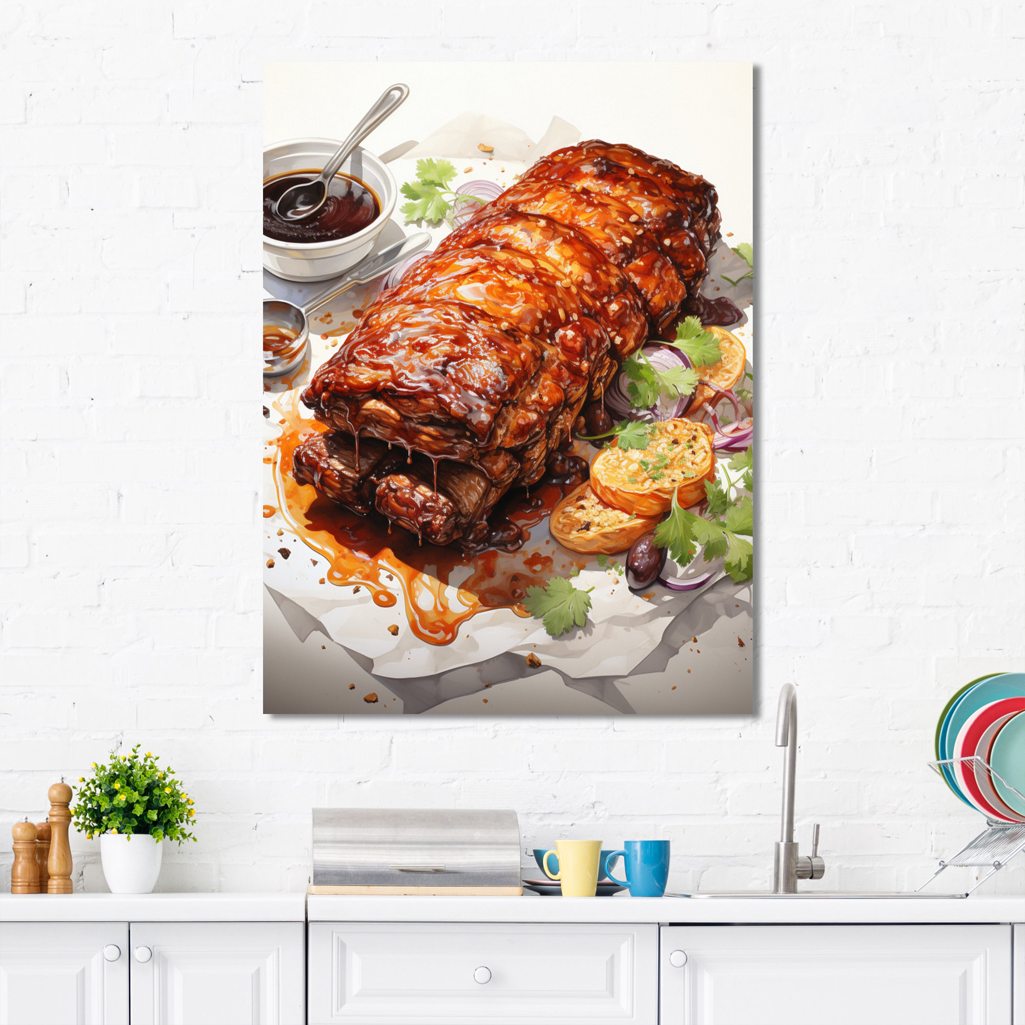 Red Barrel Studio Xanila Food Bbq Ribs II - Cooking Wall art Print ...