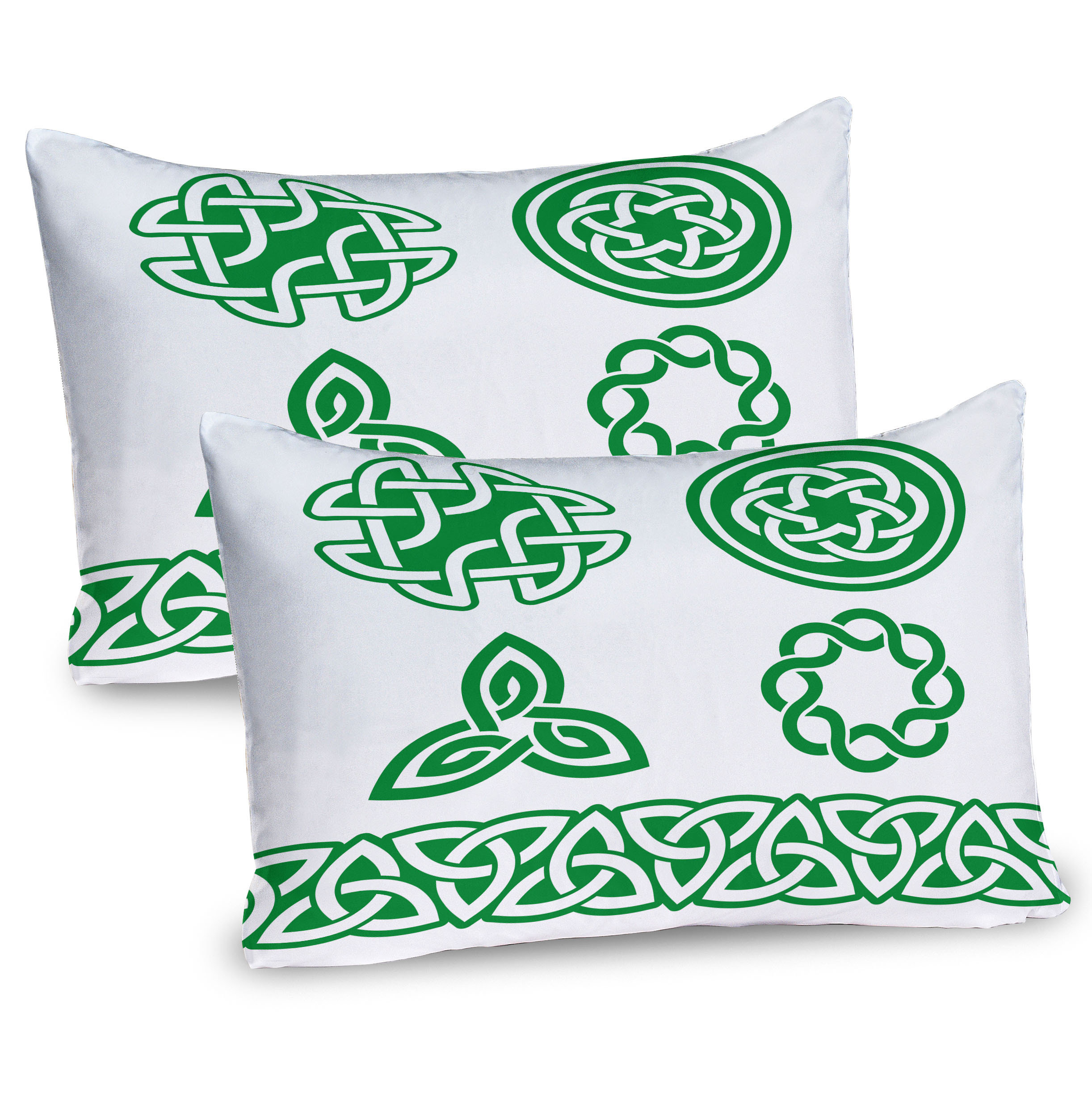 Ambesonne Irish Pillow Sham 2 Pack Medieval Knots Fern Green and White ...