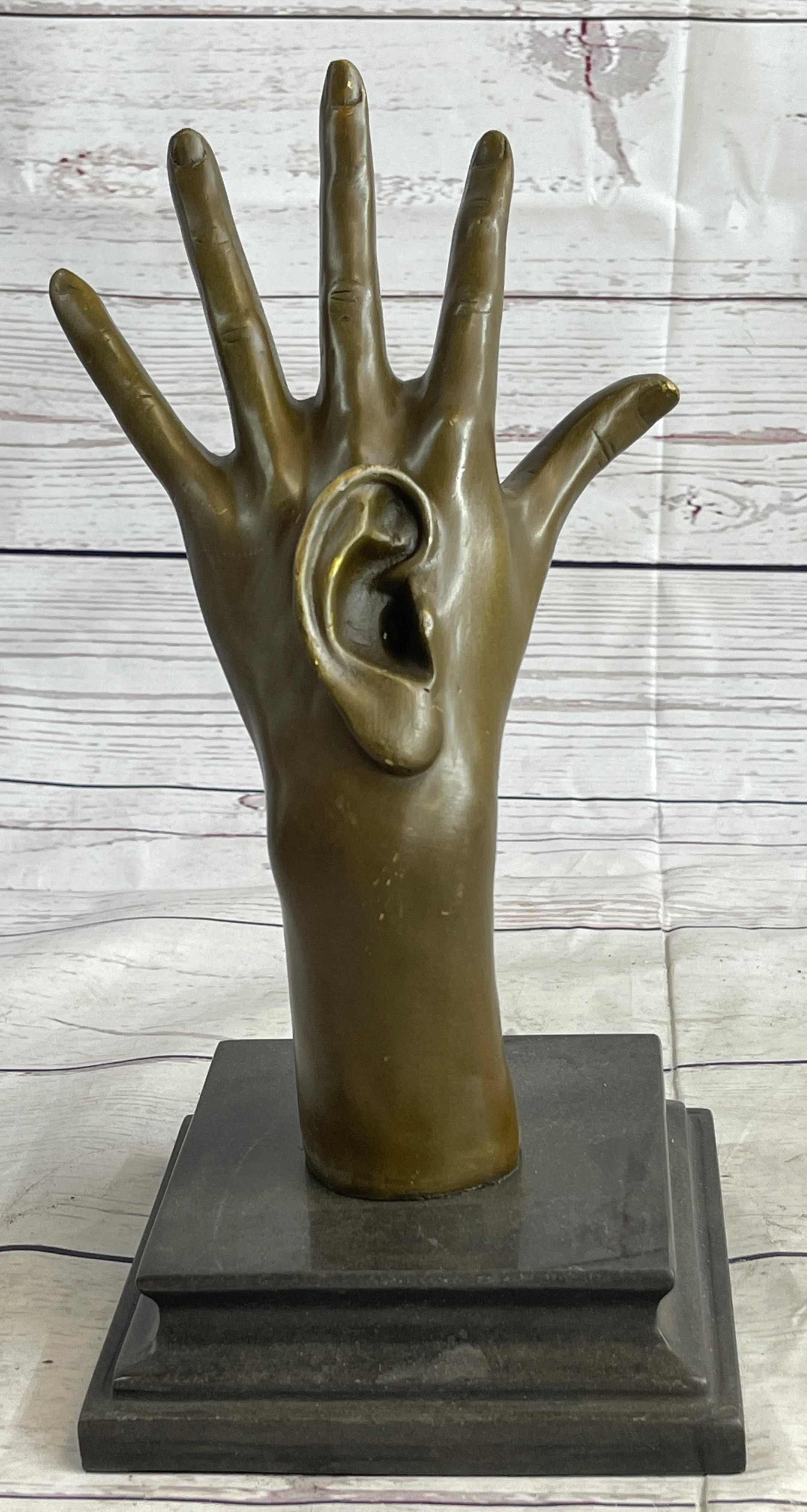 Trinx Hwang Surreal Bronze Sculpture Hand W/ Ear Statue Modern Art ...