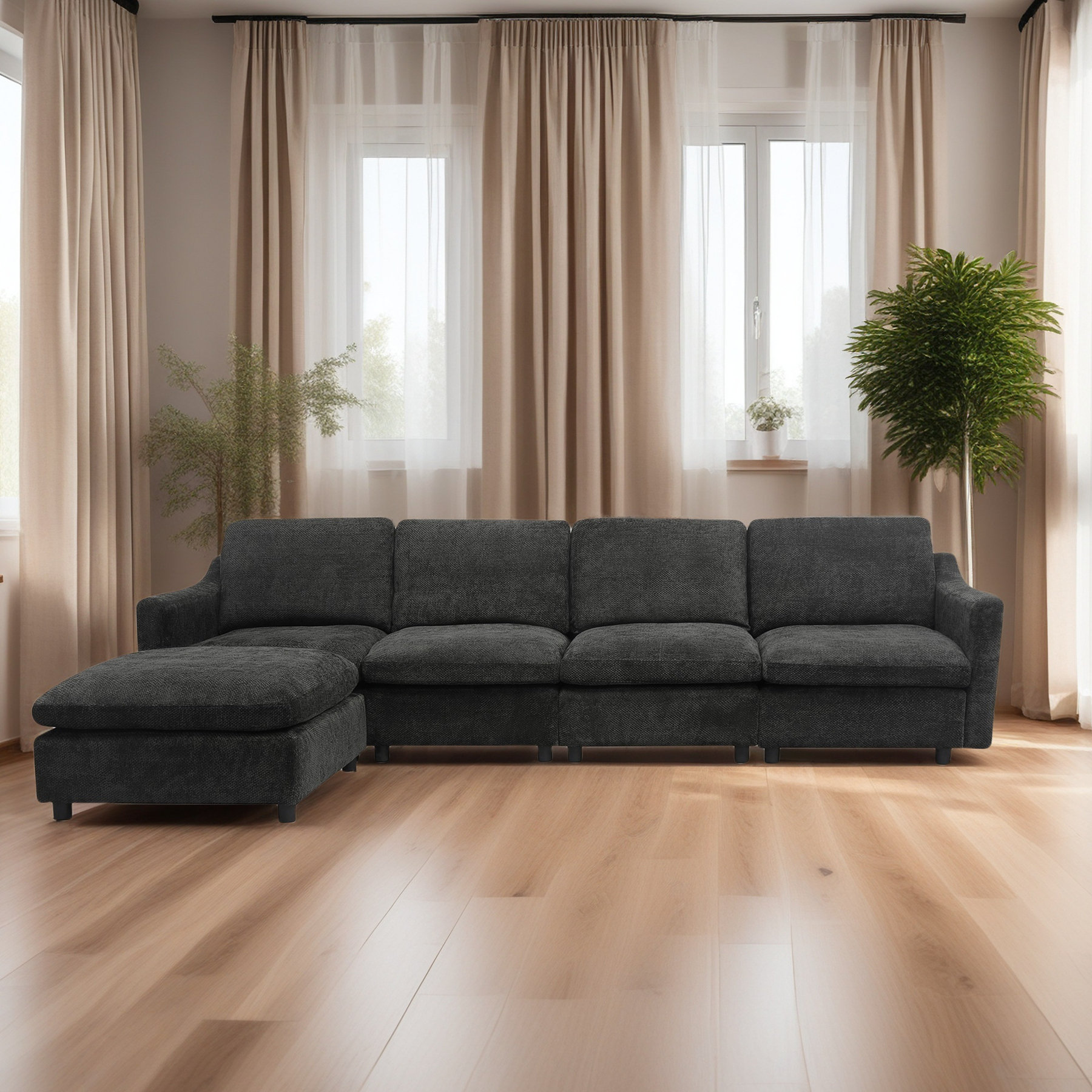 Latitude Run® Modern Oversized Deep Seat Sectional Sofa with Reversible Chaise | Wayfair