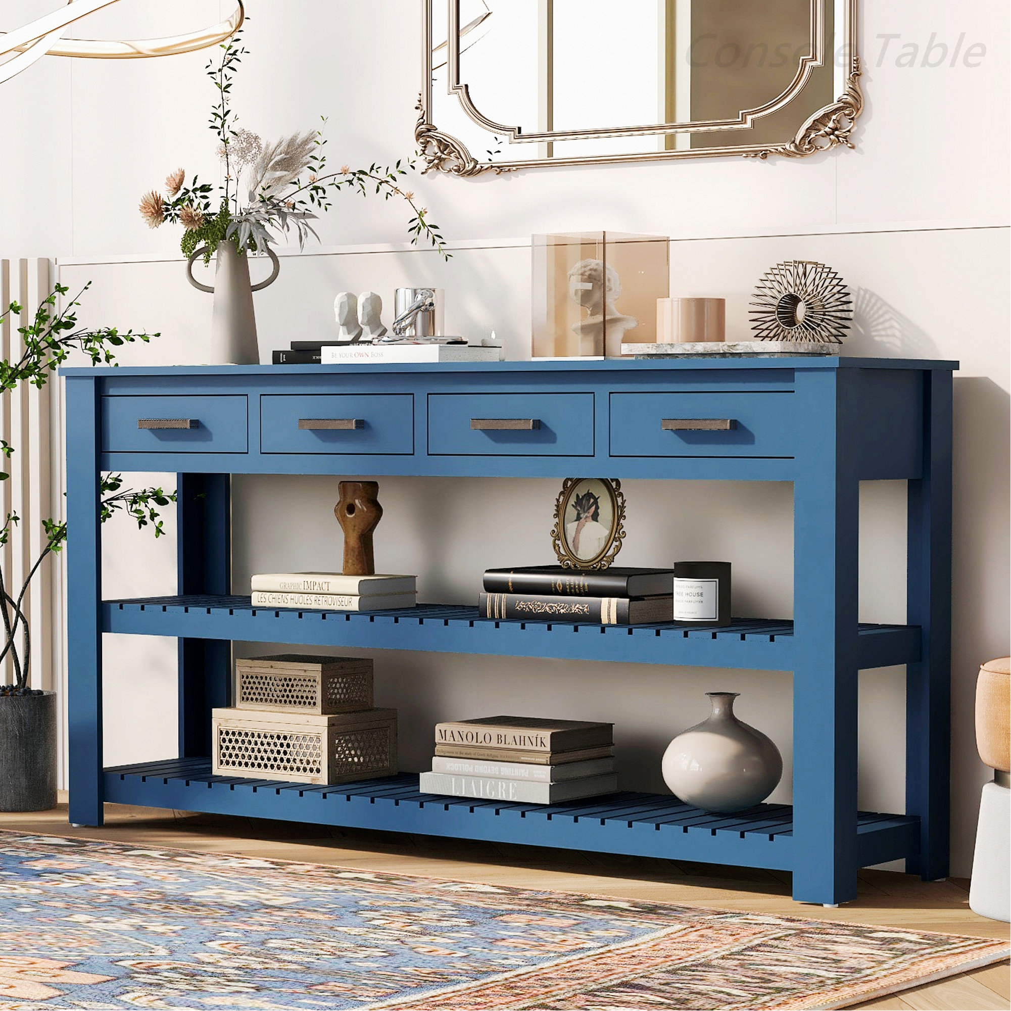 Lark Manor™ Modern Entryway Console Table with 4 Drawers and 2 Shelves ...