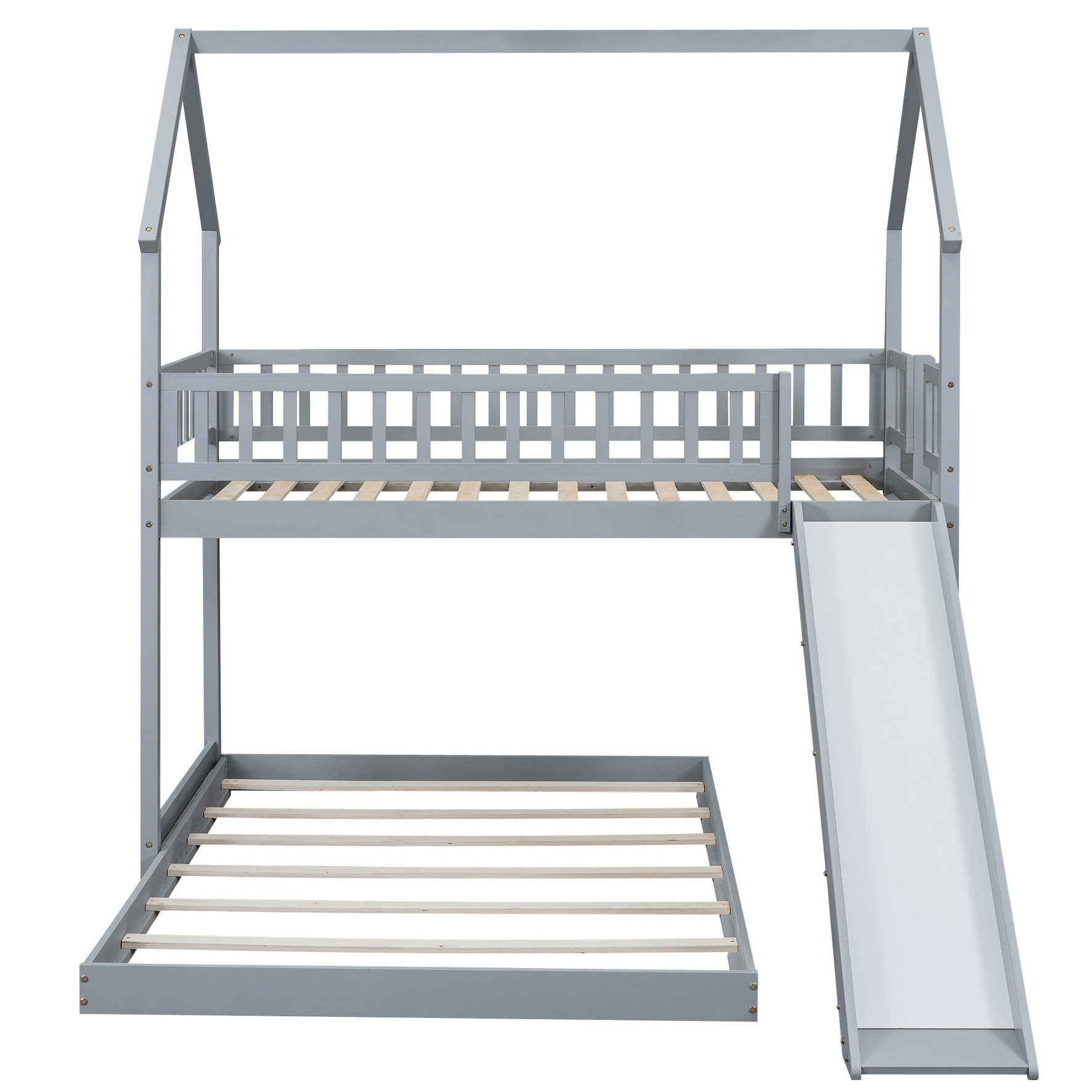 Harper Orchard House-shaped Twin Over Full Bunk Bed With Slide And ...