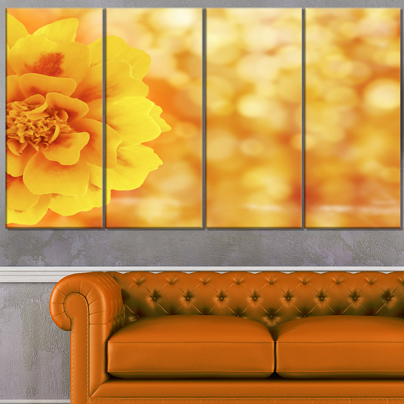 DesignArt " Beautiful Floral Yellow Background " - Wayfair Canada
