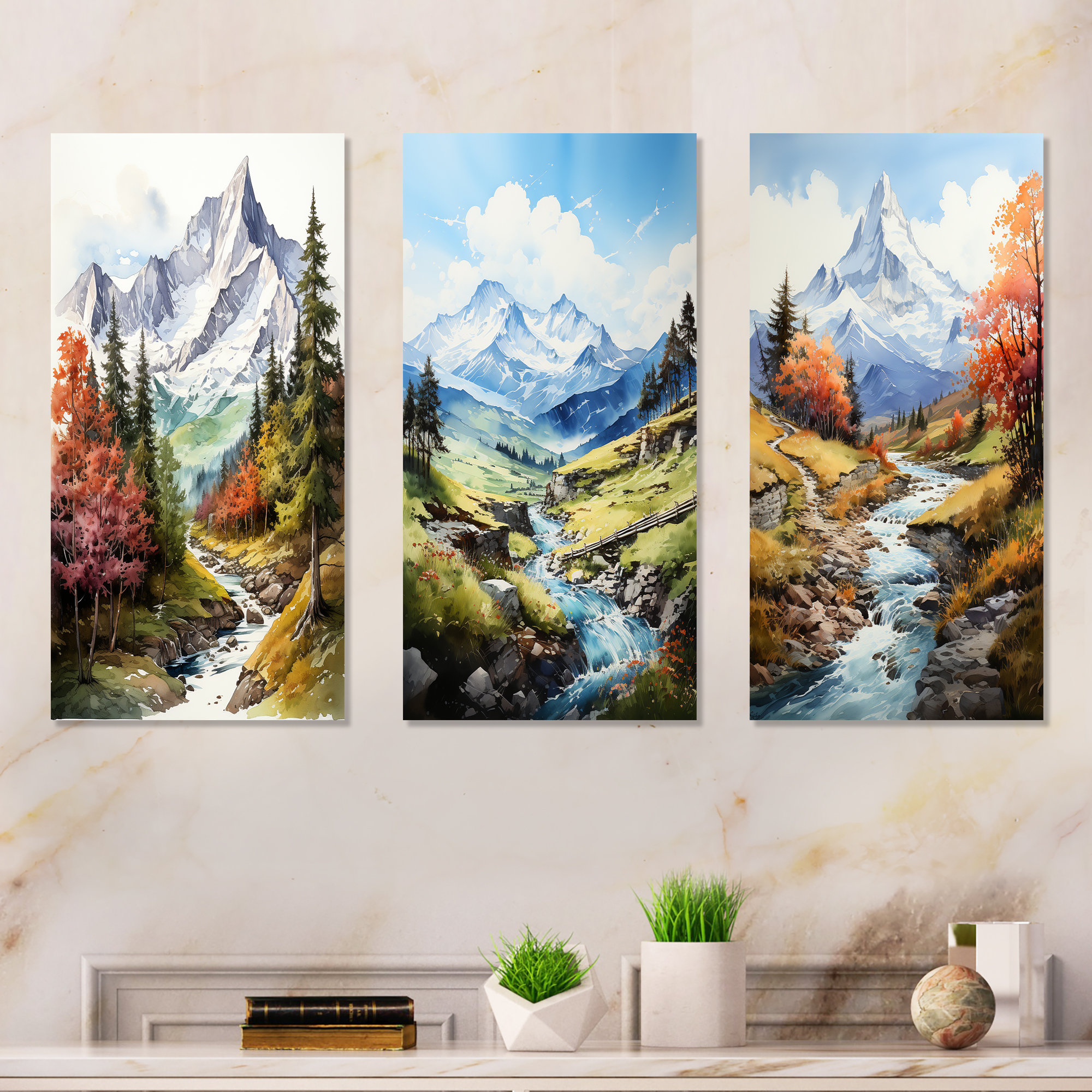Millwood Pines Mountain Summit Serenity Creek - Mountains Wall Decor ...