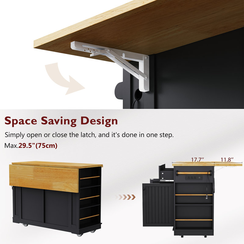 Ophelia & Co. Large 48-Inch Kitchen Island With 2 Bar Stools ...