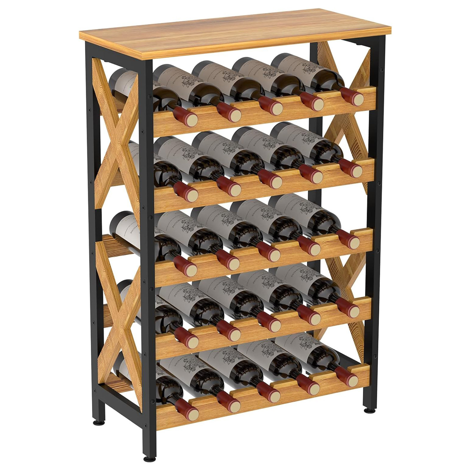 17 Stories 25 Bottle Wine Rack Freestanding Floor Rustic Wine Holder ...