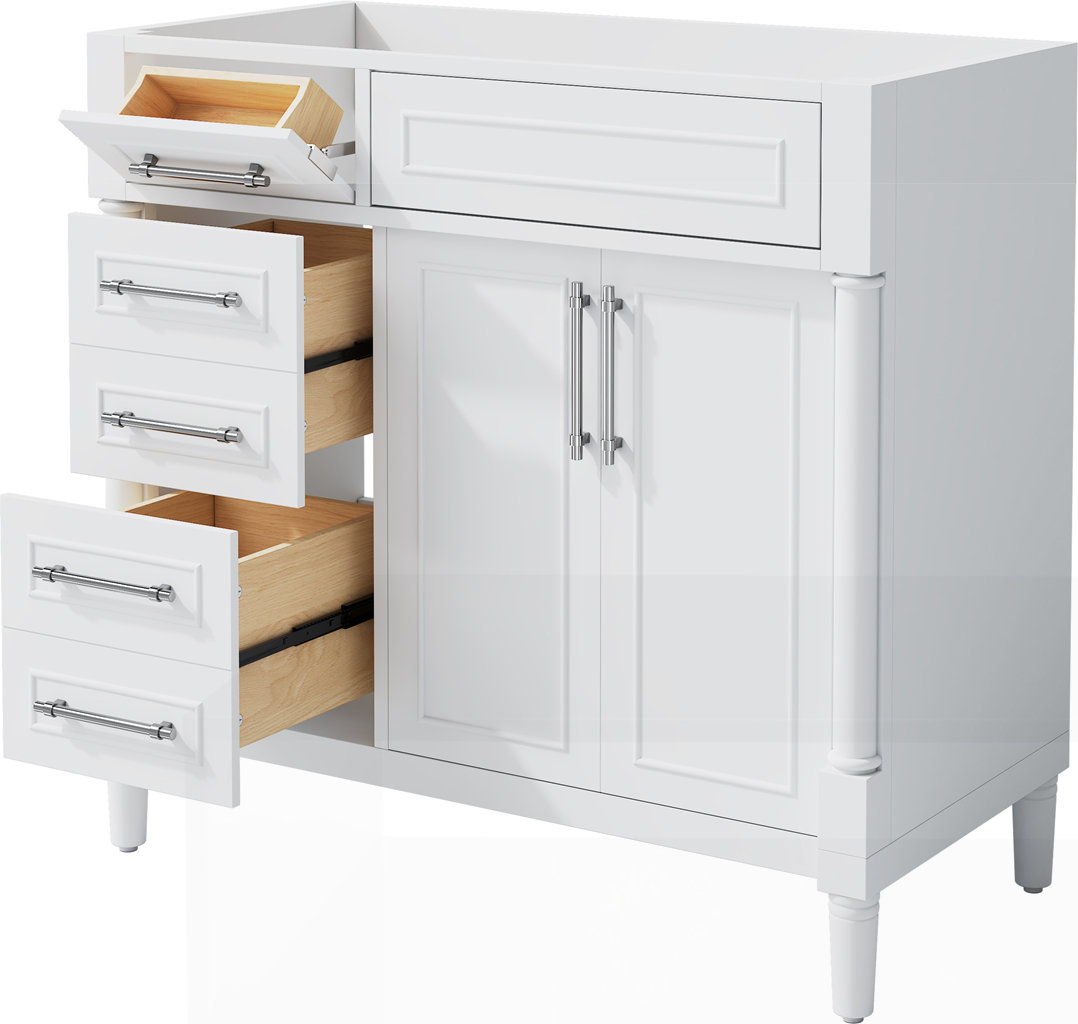 Charlton Home® Freestanding Bathroom Storage Cabinet with 2 Drawers and ...