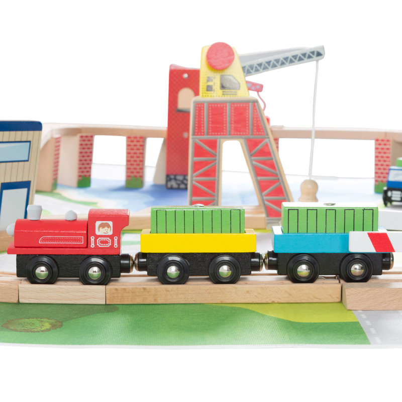 Hey! Play! Hey Play Wooden Train Set with Play Mat & Reviews | Wayfair