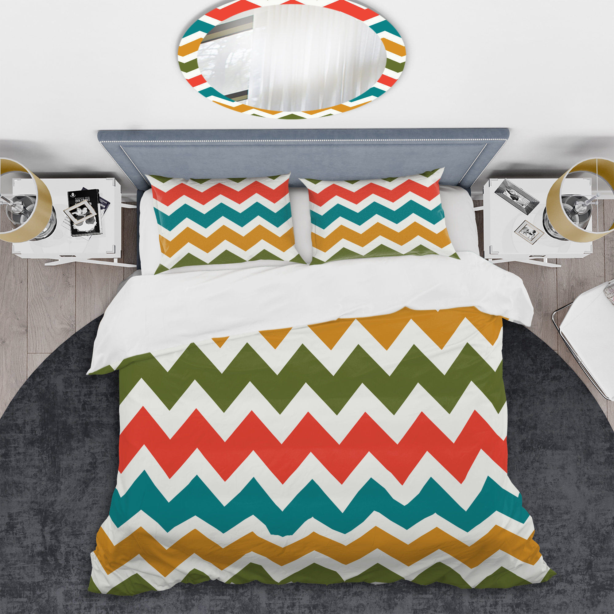 East Urban Home Multicolor Chevron - Patterned Duvet Cover Set ...