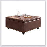 17 Stories Large square storage stool with two storage doors, footstool ...