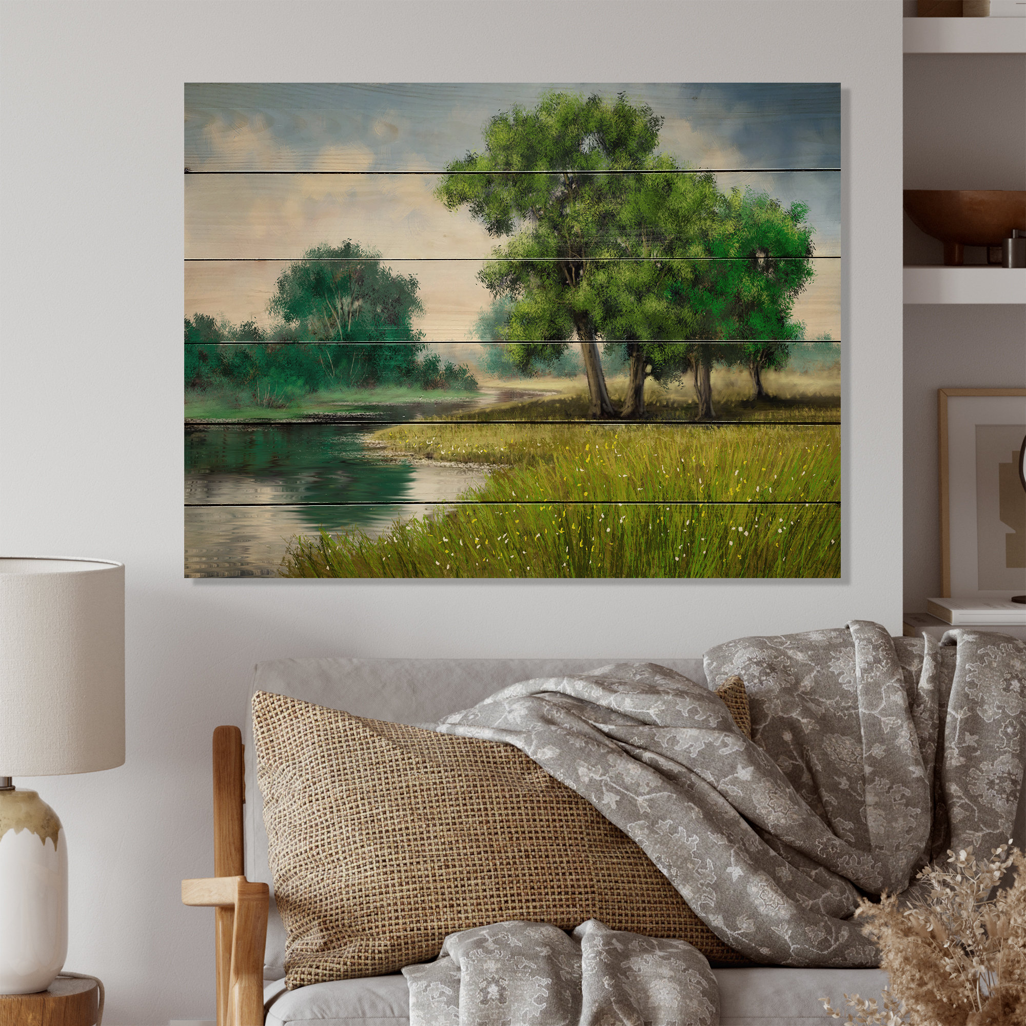 Red Barrel Studio® River In Rural Landscape - Traditional Wood Wall Art ...
