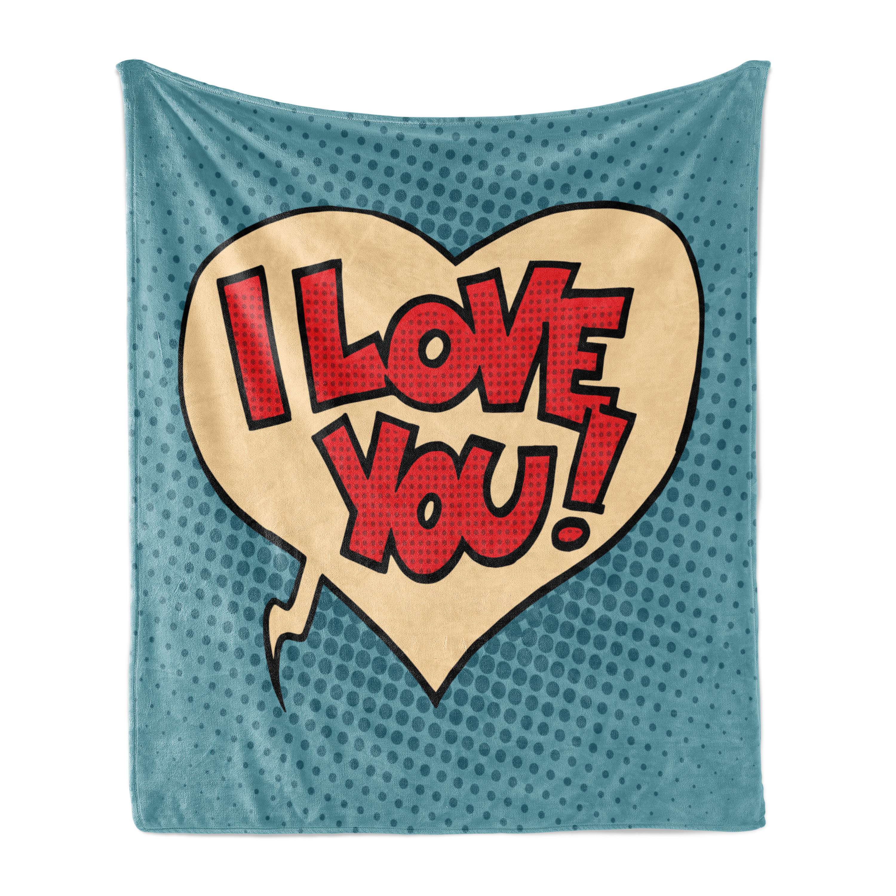 Ambesonne I Love You Fleece Throw Blanket Pop Art Style Comic 60"x80 ...