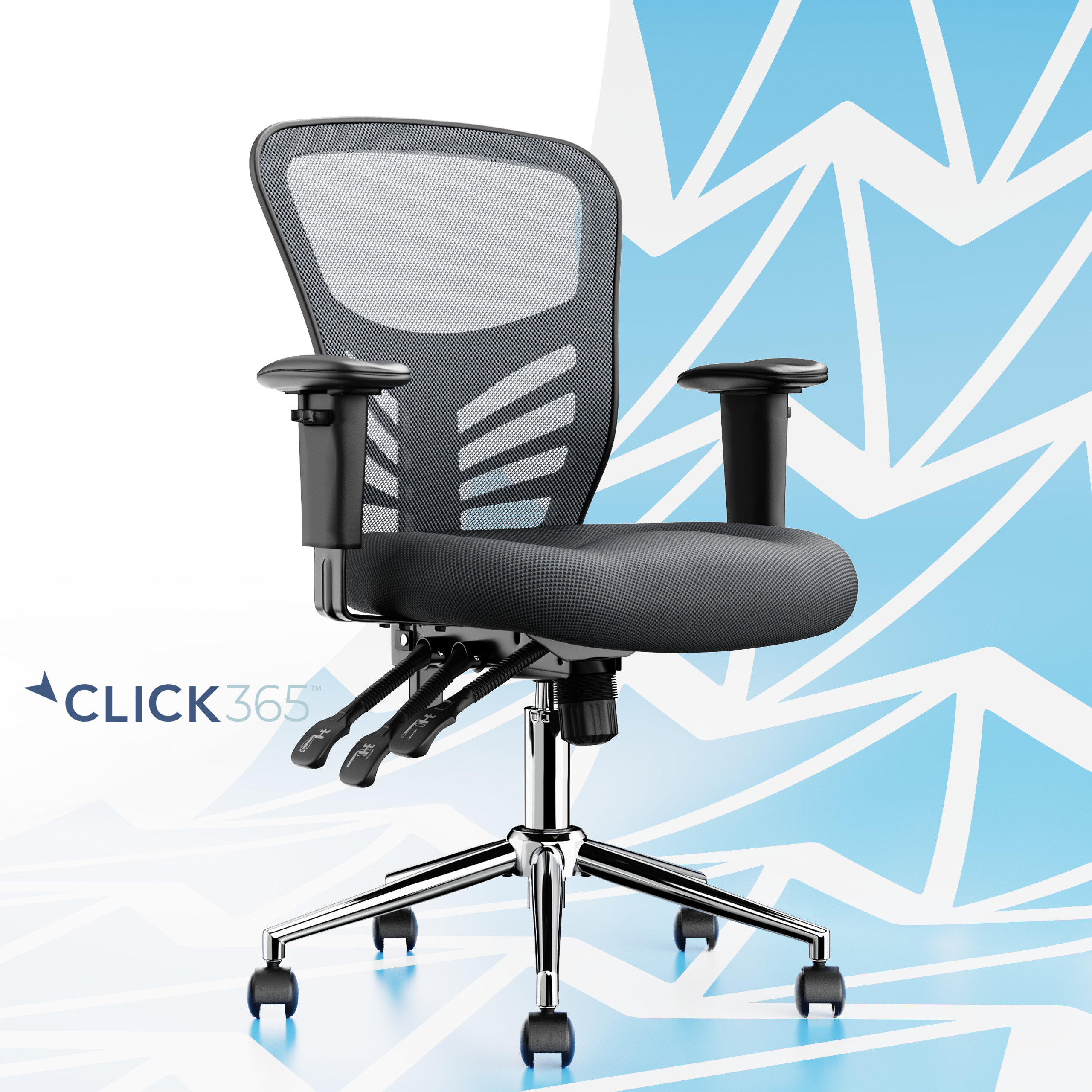 Click365 Flow Mid Back Mesh Office Chair, Extra Padded Seat Cushion ...