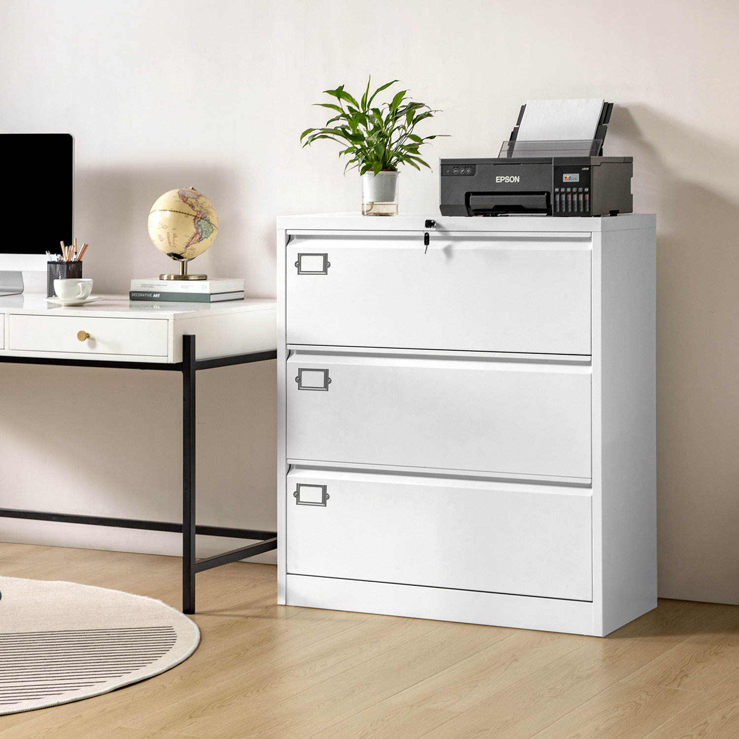 Inbox Zero Mladenko 40.5"W 3 - Drawer Metal Lateral File Cabinets With ...