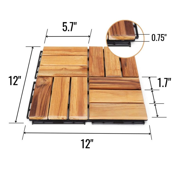 DYD Teak Interlocking Deck Tile Kit | Wayfair