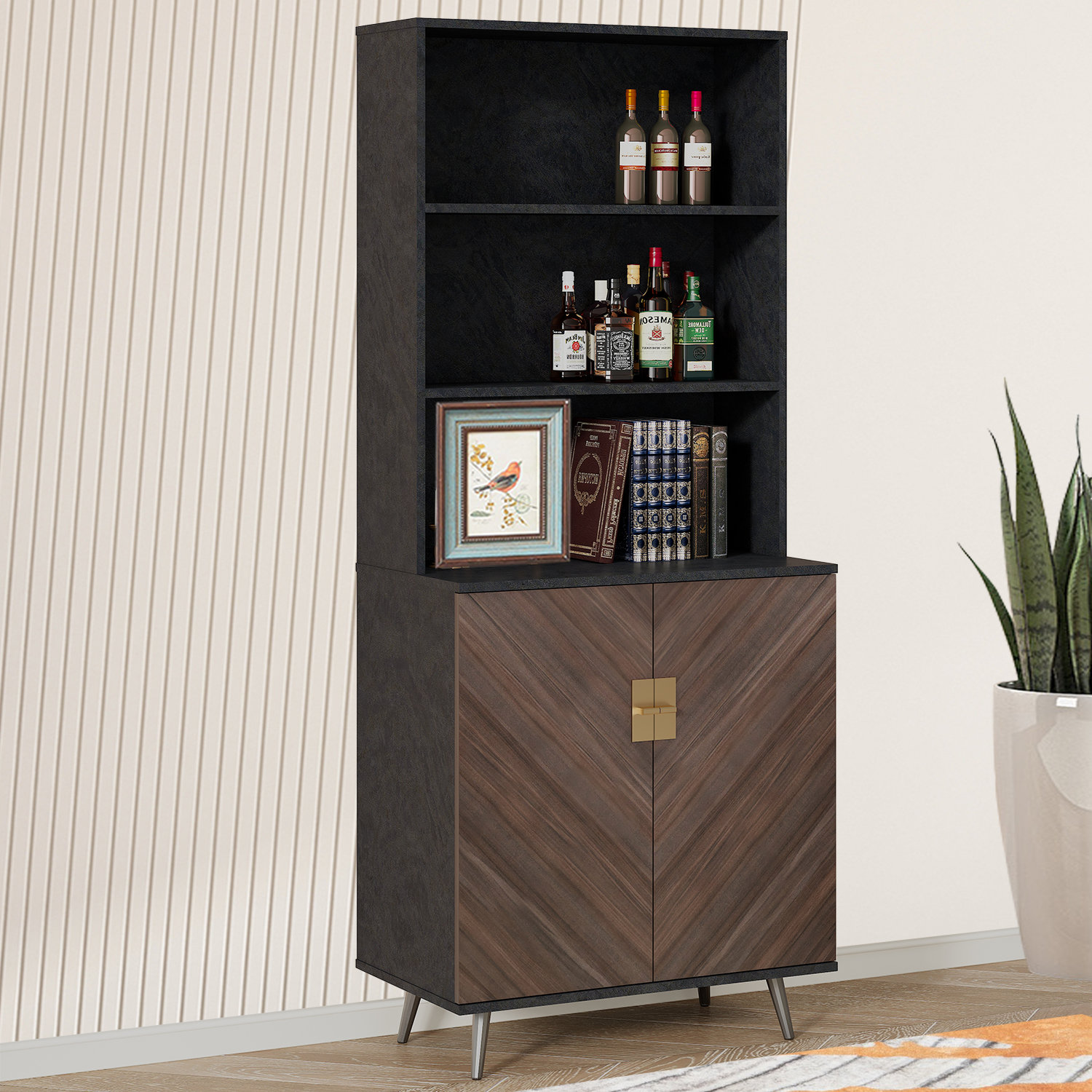 Corrigan Studio® Bar Cabinet Vintage Retro Accent Storage Buffet ...