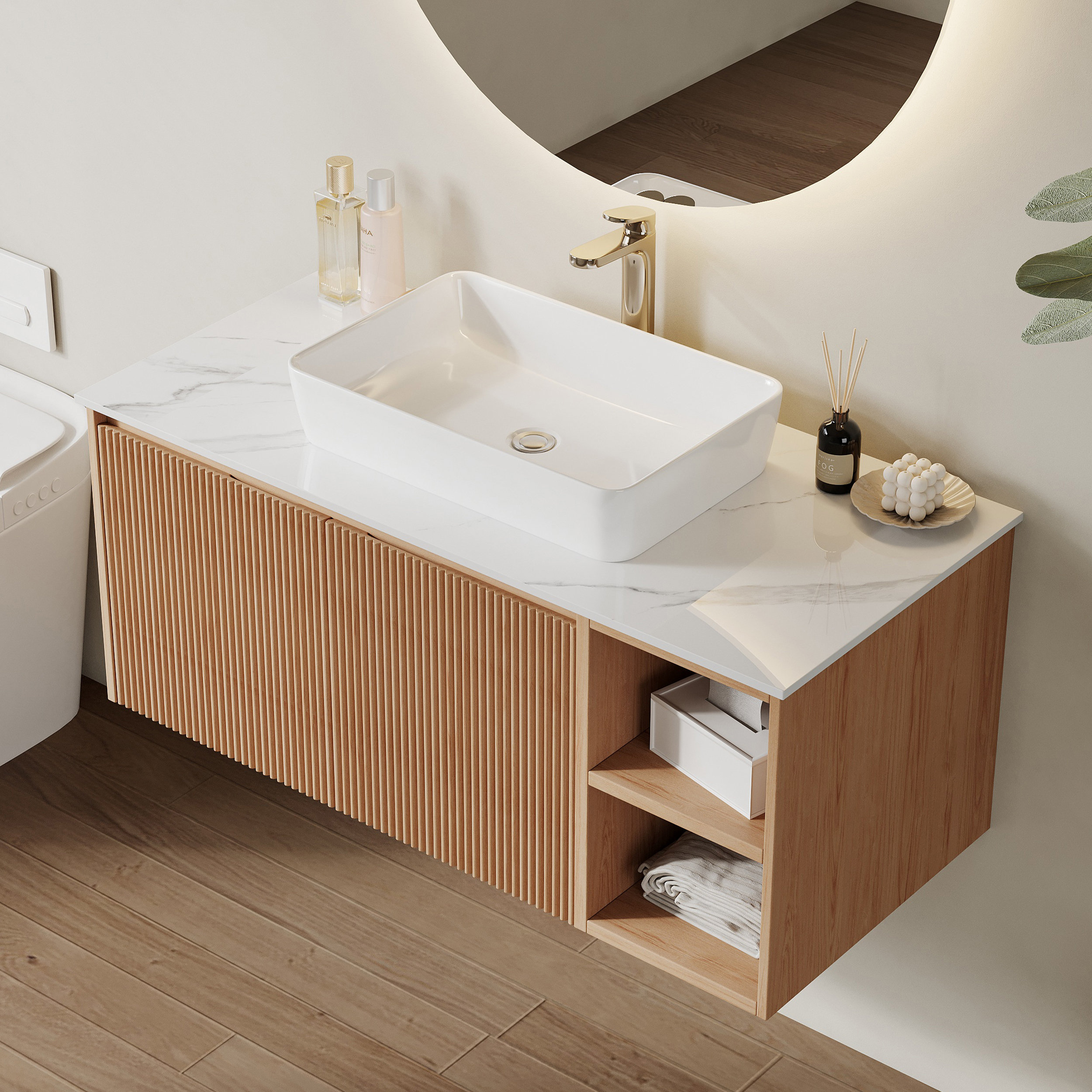 Ebern Designs Antonanzas 35.83'' Single Bathroom Vanity with Glossy ...