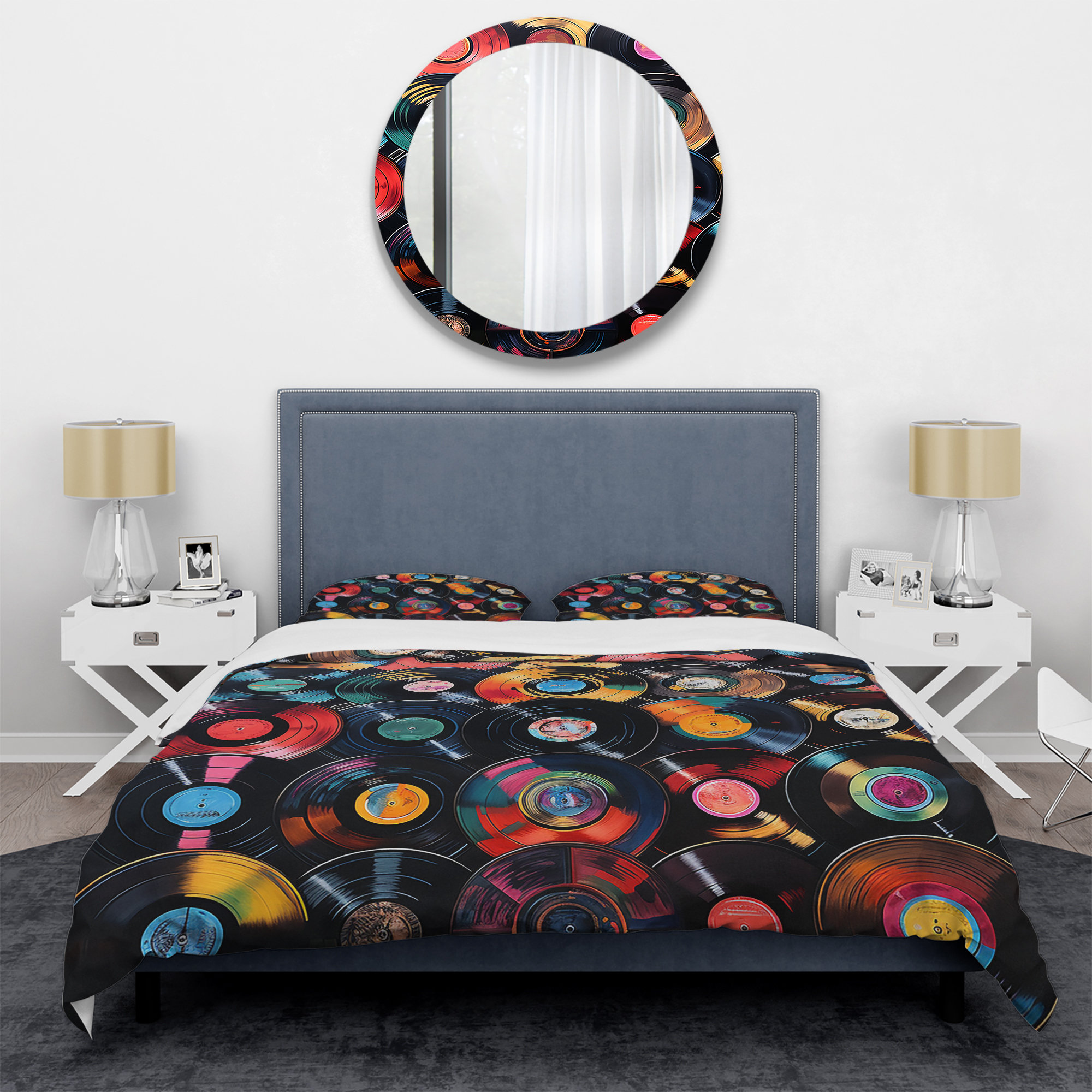 Design Art Colourful Vinyl Records Melodies III - Vinyl Records Duvet ...