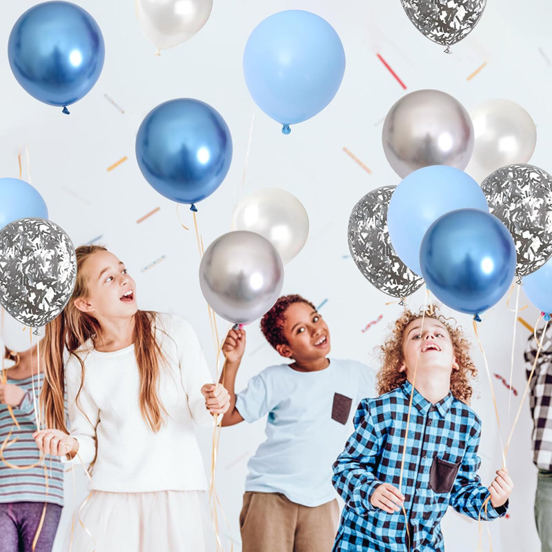 Tobran 60 Packs 12 Inch Balloons with Metallic Silver Confetti Latex ...