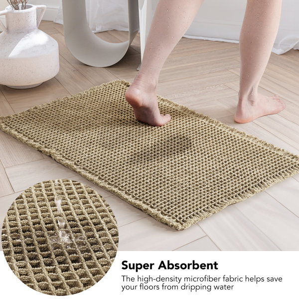 Ebern Designs Upgraded Waffle Super Absorbent Non Slip Bath Rugs with ...