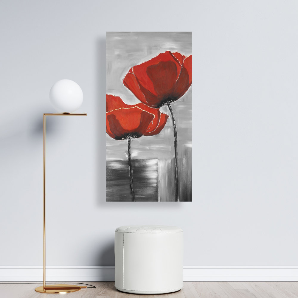 Begin Edition International Inc. Two Red Flowers on Grayscale Canvas ...
