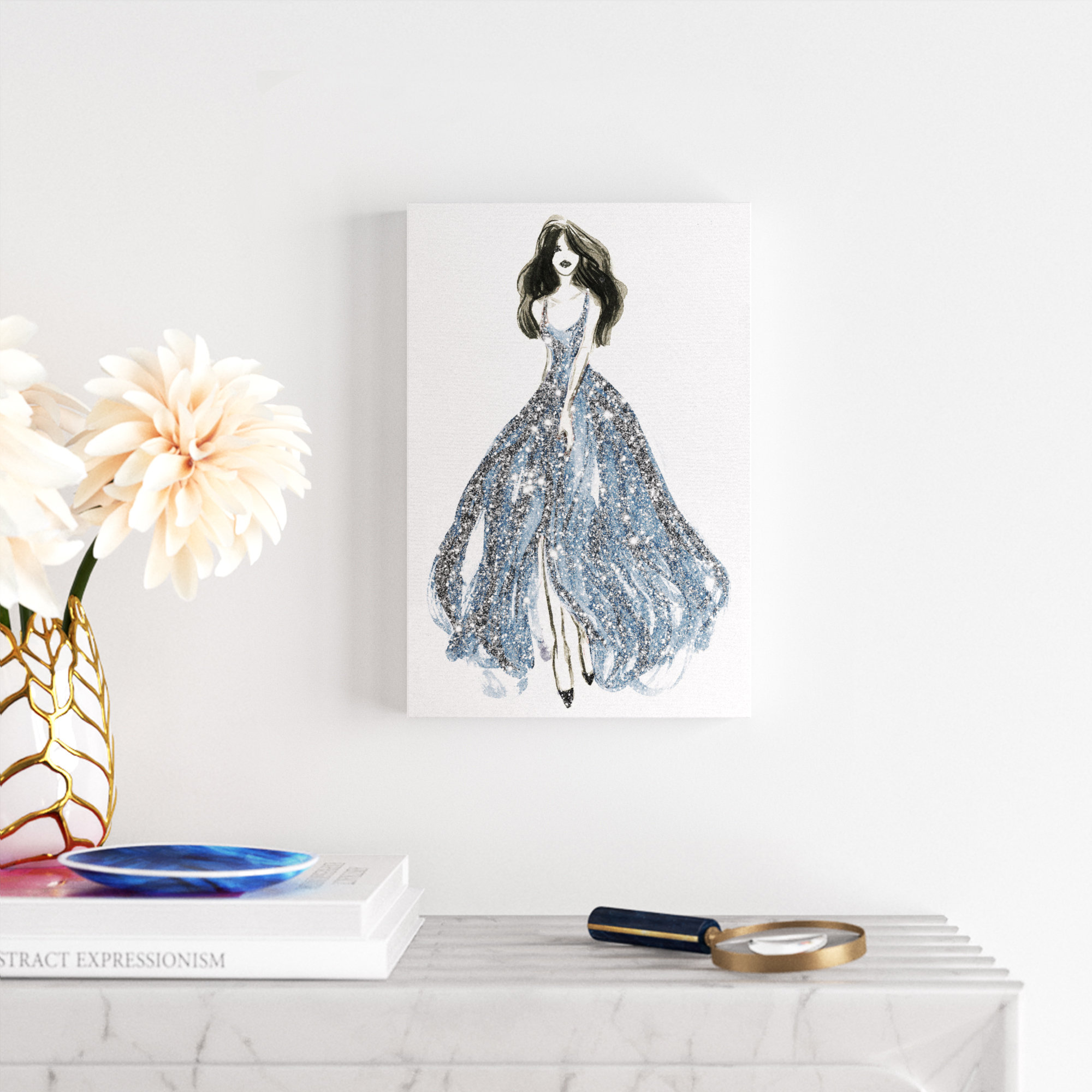 Etta Avenue™ Fashion and Glam Spring Elegance in Blue Dress - Painting ...