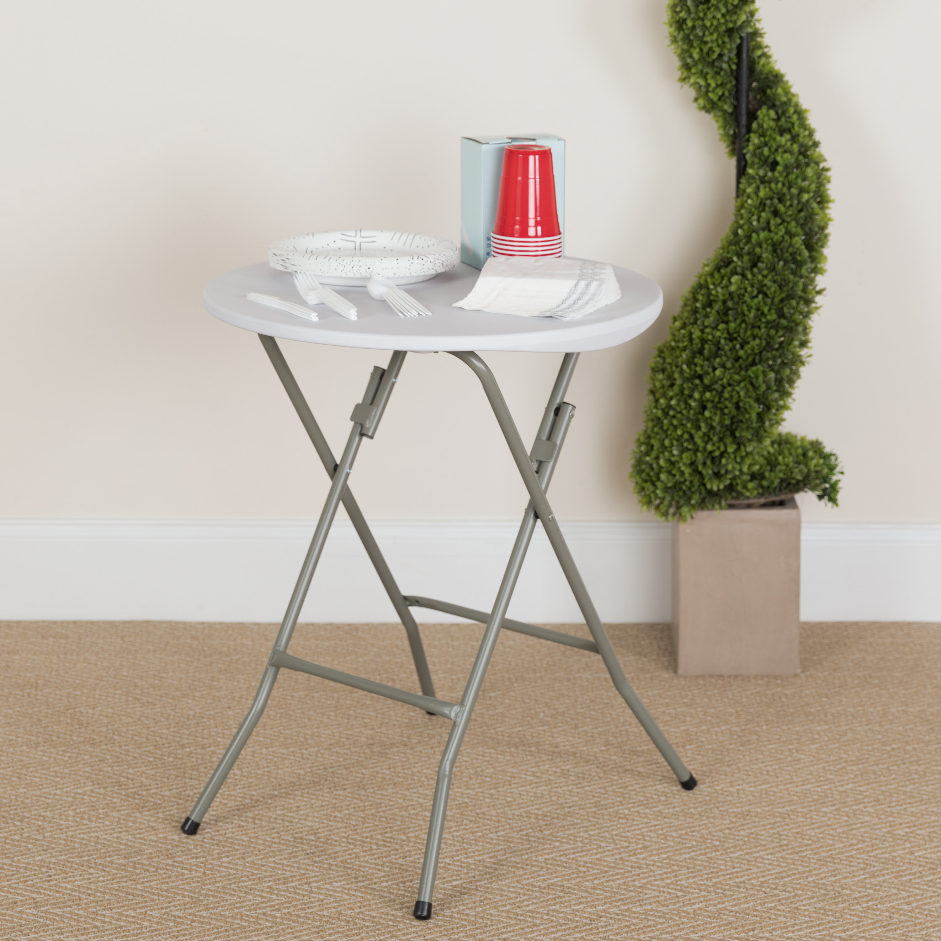 Flash Furniture Noah 2' Round Plastic Event Folding Table & Reviews ...
