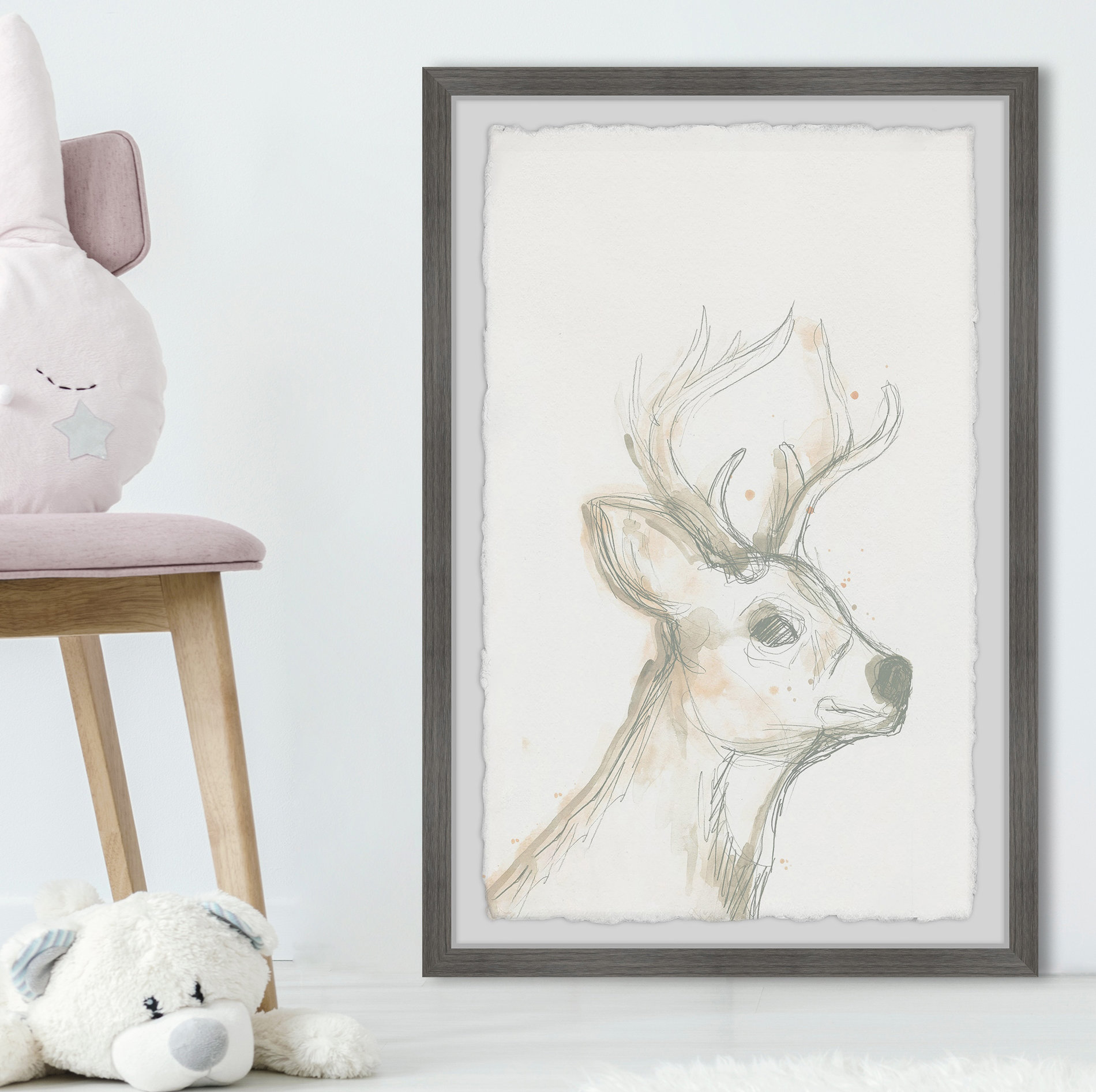 Harriet Bee Wynter 'Deer Cameo IV' Framed Print | Wayfair