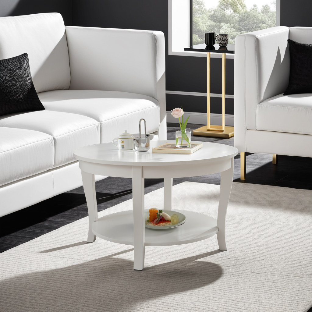 Lark Manor Traditional Round Coffee Table with Open Storage Shelf, 2 ...